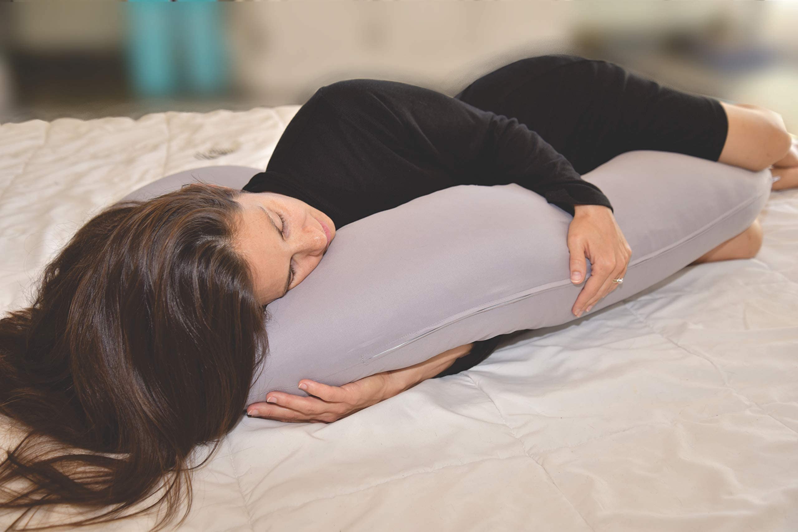 New Microfiber Zippered Replacement Maternity Body Pillow Cover (Grey)