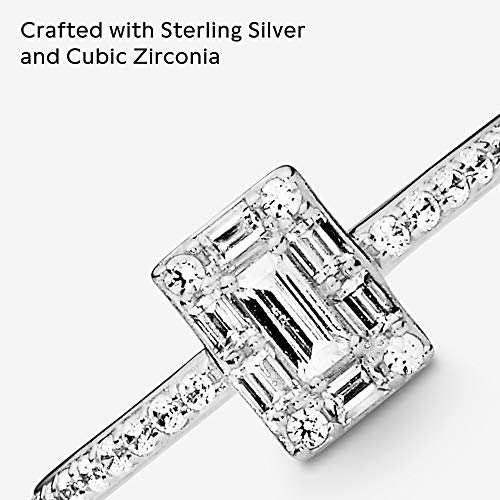 Pandora Jewelry Sparkling Square Halo Cubic Zirconia Ring in Sterling Silver, Size 7