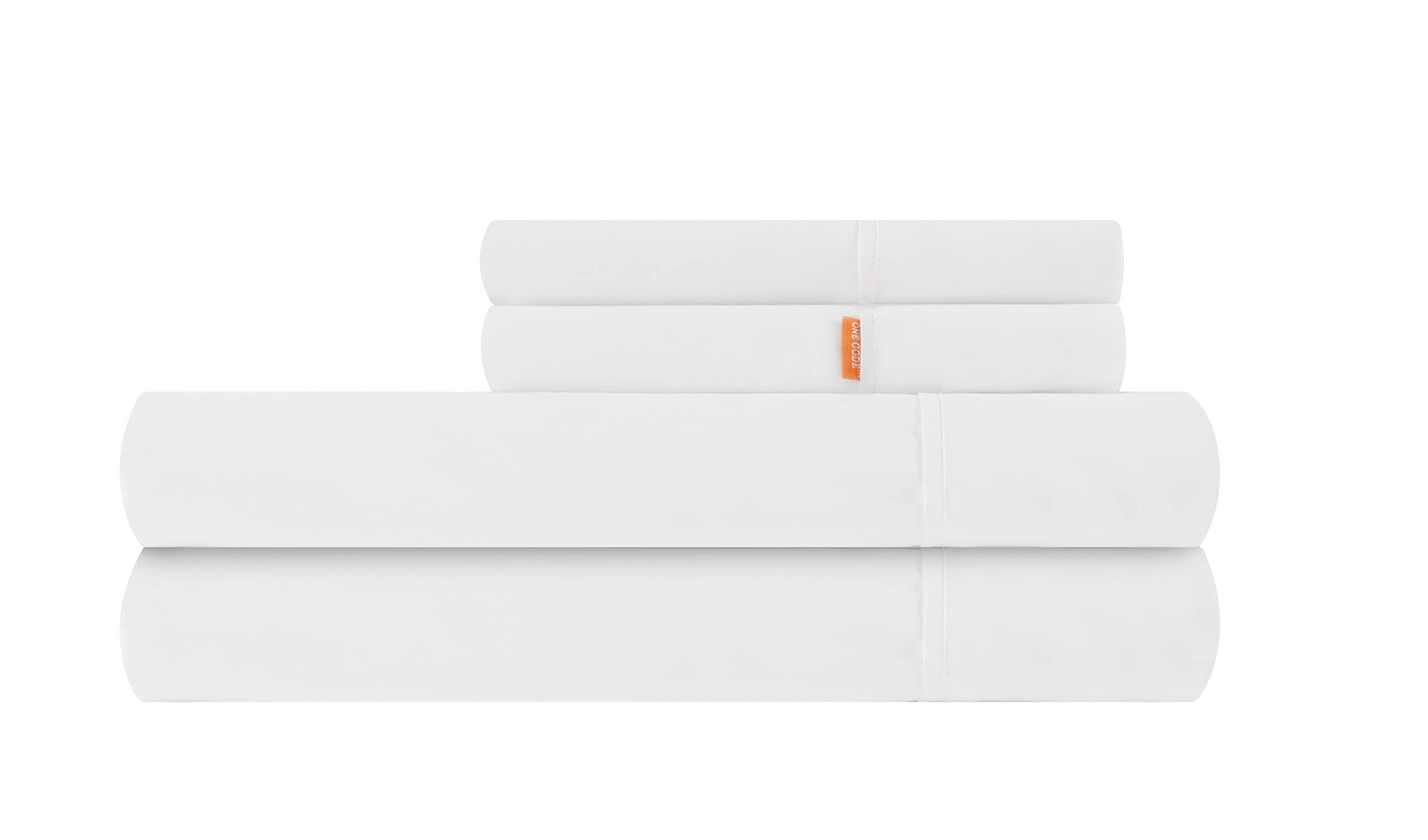 ONE CODE White Full Sheets Set 4 Piece, Series Soft Certified Recycled Microfiber Full Bed Sheets Set,Wrinkle Free & Breathable,Oeko-Tex Sheets,16" Deep Pockets Full Size Sheets(Full,White)
