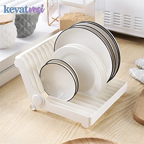OUSHOP Dish Rack Foldable Dish Plate Drying Rack Kitchen Organizer Plastic Storage Holder Cooking Dish Pan Stand Kitchen Dish Bowl Drainer Holder