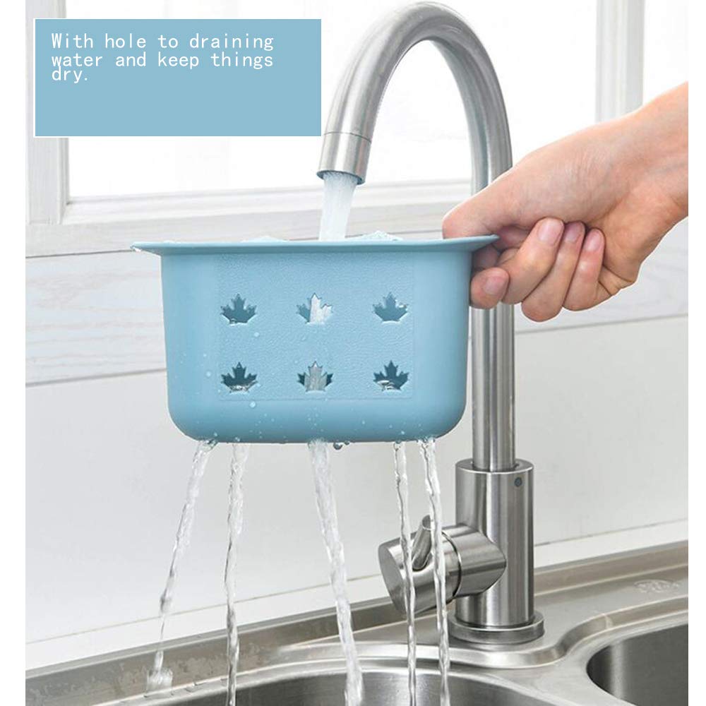 TuuTyss Flexible Hanging Sponge Holder Sink Caddy for Sink Kitchen,Blue,Set pf 1