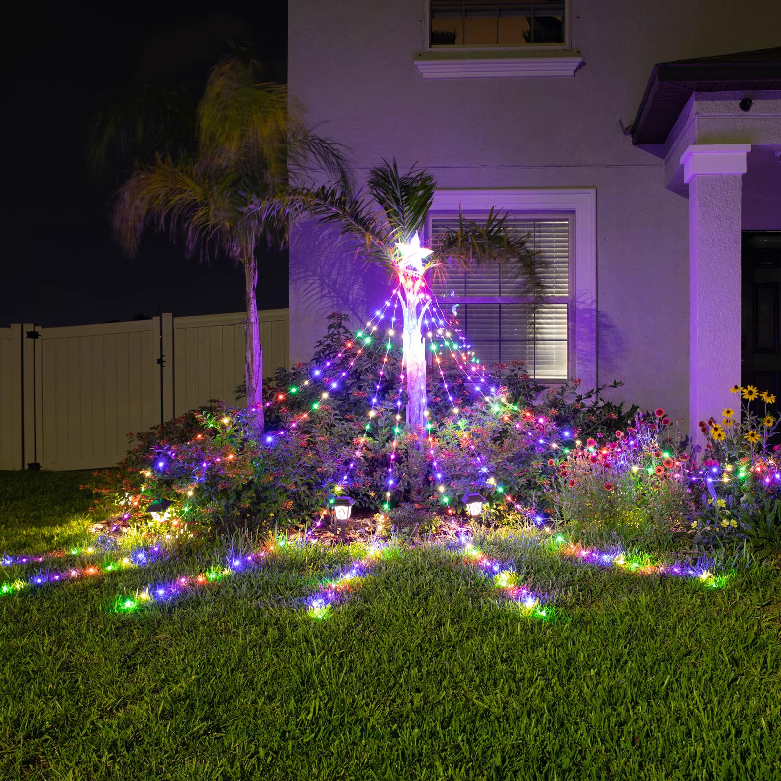 Outdoor Christmas Decorations Lights Christmas Tree Lights,12 ft High Christmas Yard Decorations Outdoor Waterfall Lights,with 8 Modes Control Outside Christmas Decor for Wedding Party Holiday