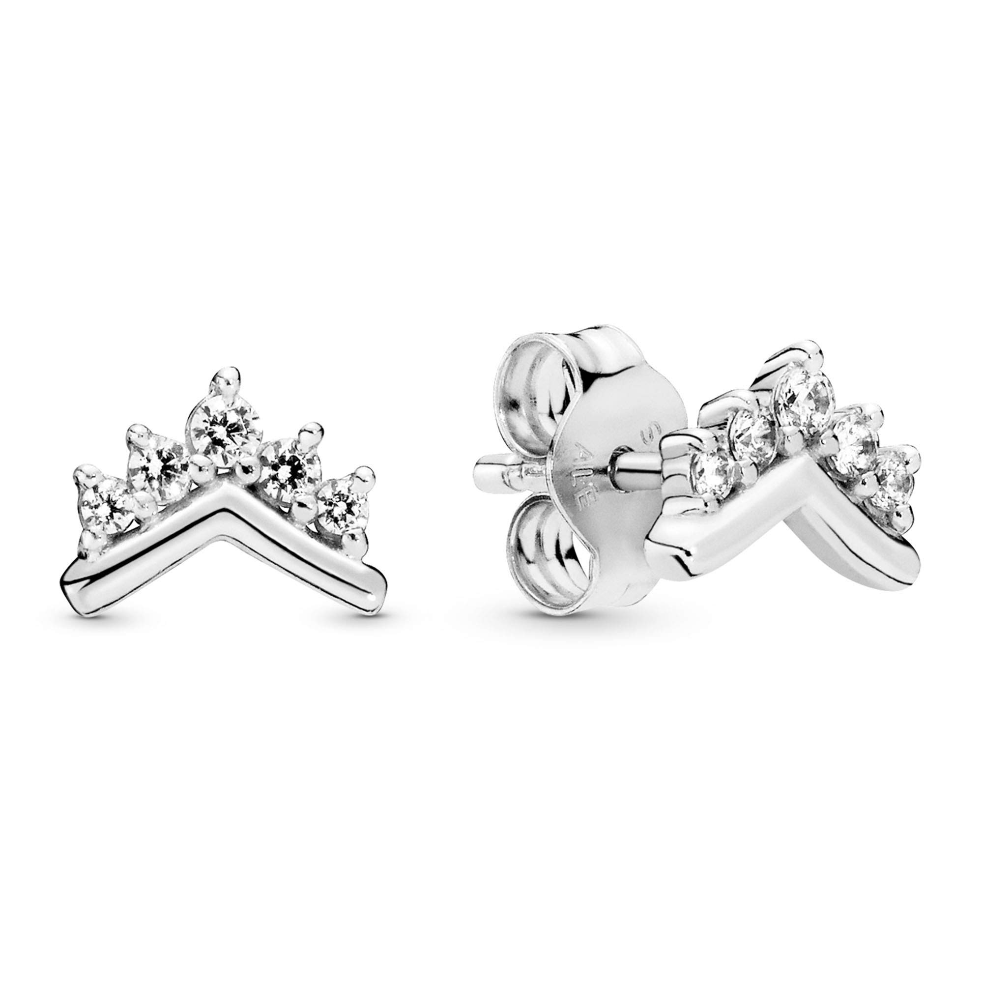 Pandora Jewelry Tiara Wishbone Stud Cubic Zirconia Earrings in Sterling Silver