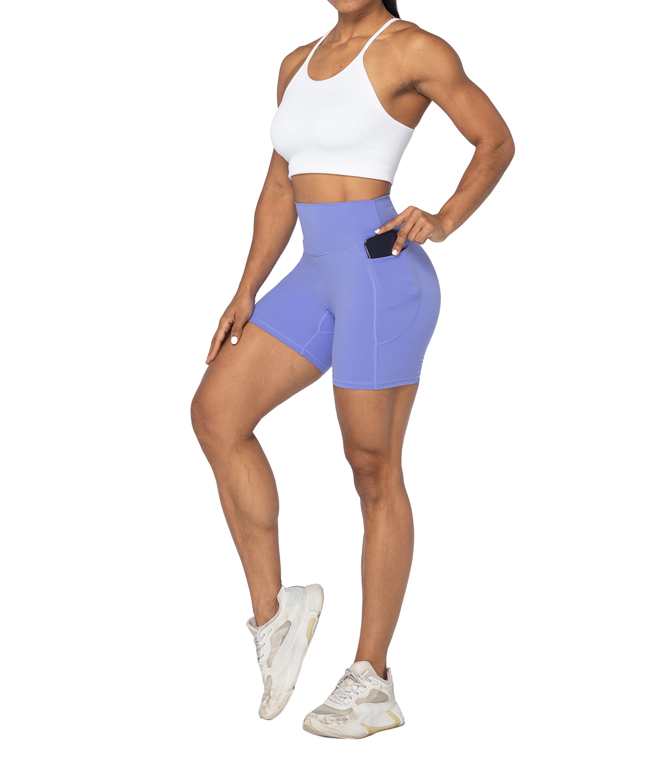Sunzel Biker Shorts for Women with Pockets, High Waisted Yoga Athletic Gym Workout Compression Long Shorts