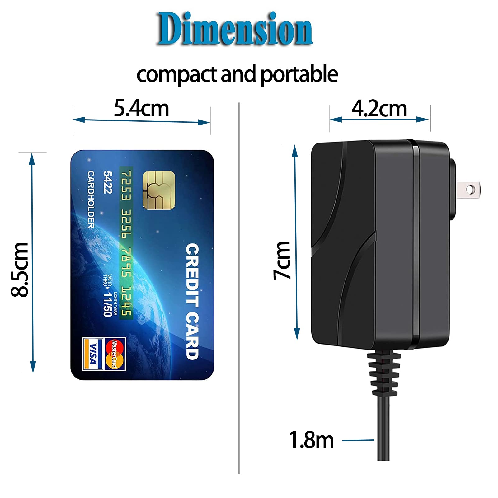 VHBW AC Adapter Power Cord for Audio-Technica AT-LP60X-BK, AT-LP60X-BW, AT-LP120XUSB-BK Direct-Drive Turntable Record Player 12V Charger Power Supply 5.9ft