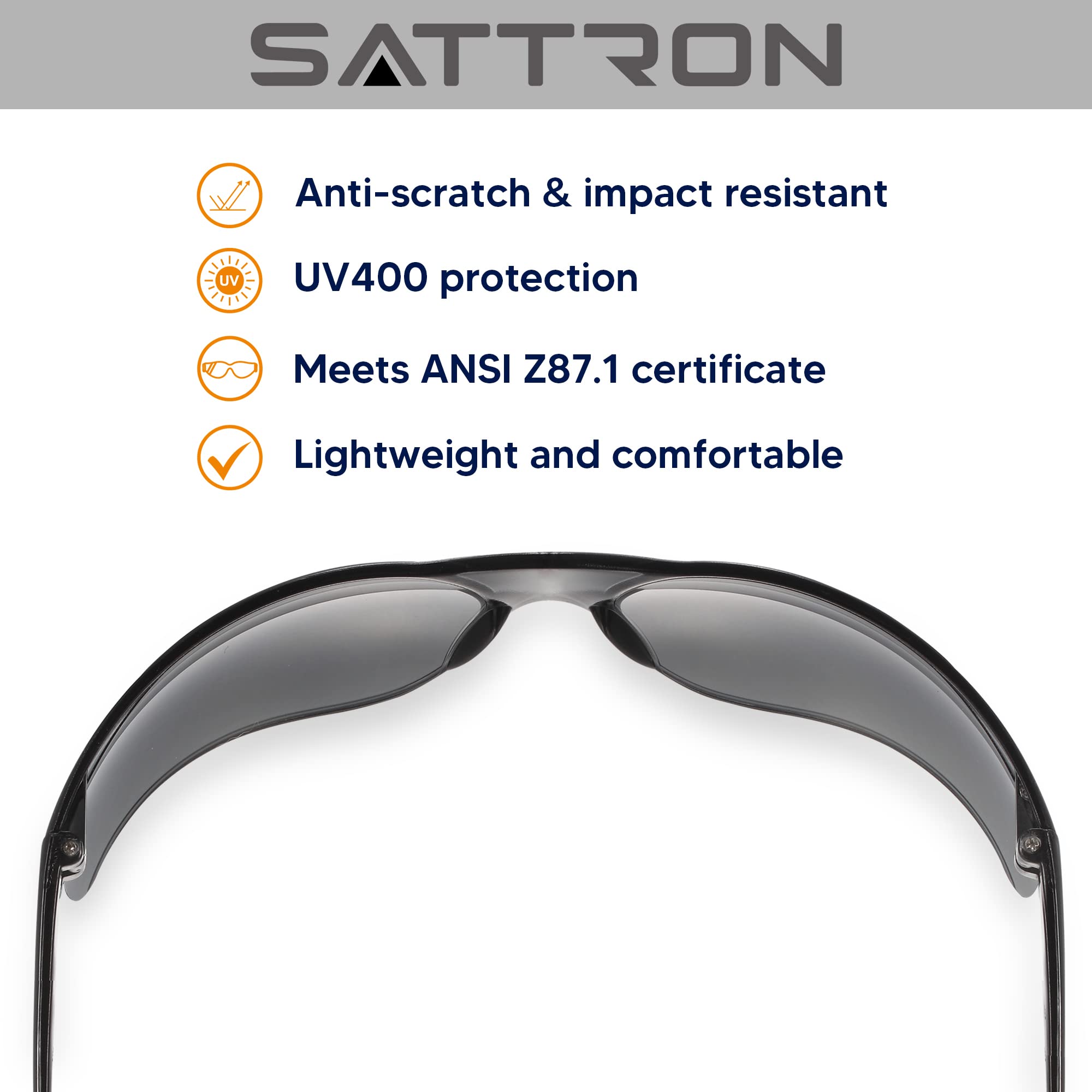 SATTRON Tinted Safety Glasses Bulk 24 Pack, UV Protective Safety Sunglasses for Men Women, ANSI Z87.1 Scratch & Impact Resistant Eye Protection, Ideal for Construction, Shooting, Lab