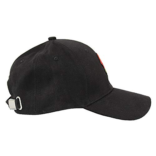 Nutriangee Men Women Rose Floral Embroidered Metal Ring Baseball Cap Cotton Adjustable Flower Dad Hat Black