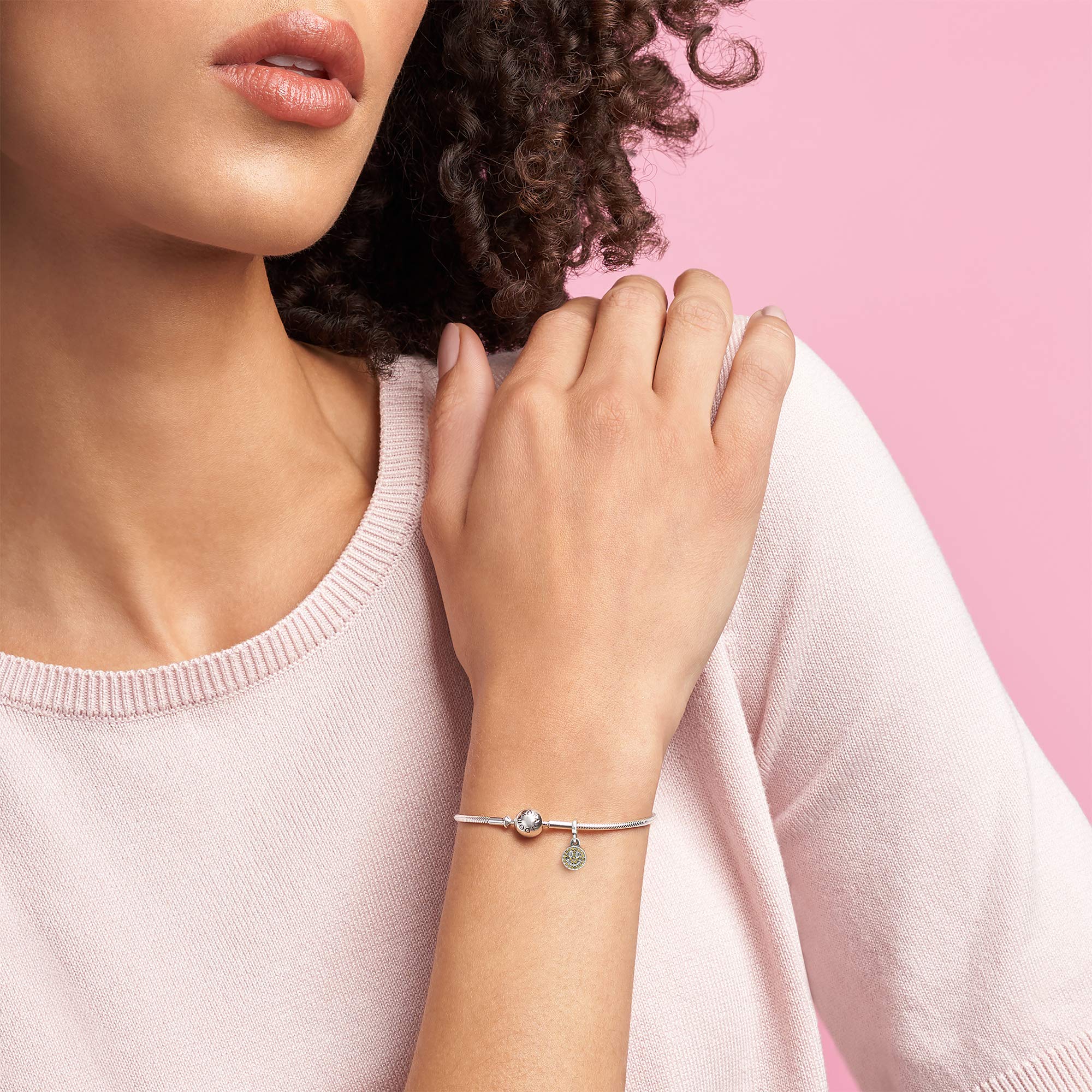 Pandora ME Compatible Charm Jewelry | Smiley Dangle | Limelight Yellow Crystal | Sterling Silver | Pandora ME Styles ONLY