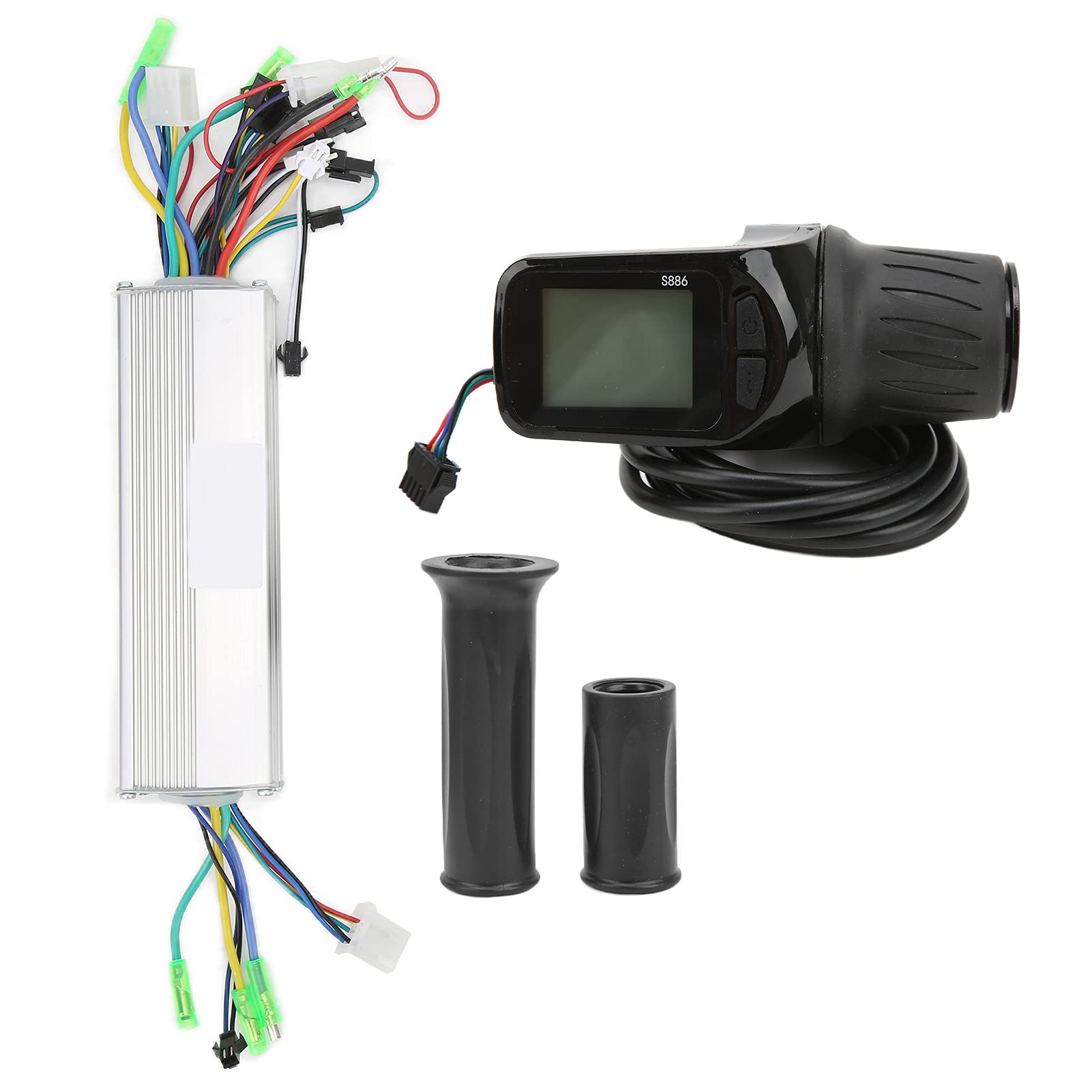 VBESTLIFE Ebike LCD Display Meter, Electric Bicycle Instrument Controller Kit Double Drive LCD Meter with Controller Accessory 24/36/48V 350W