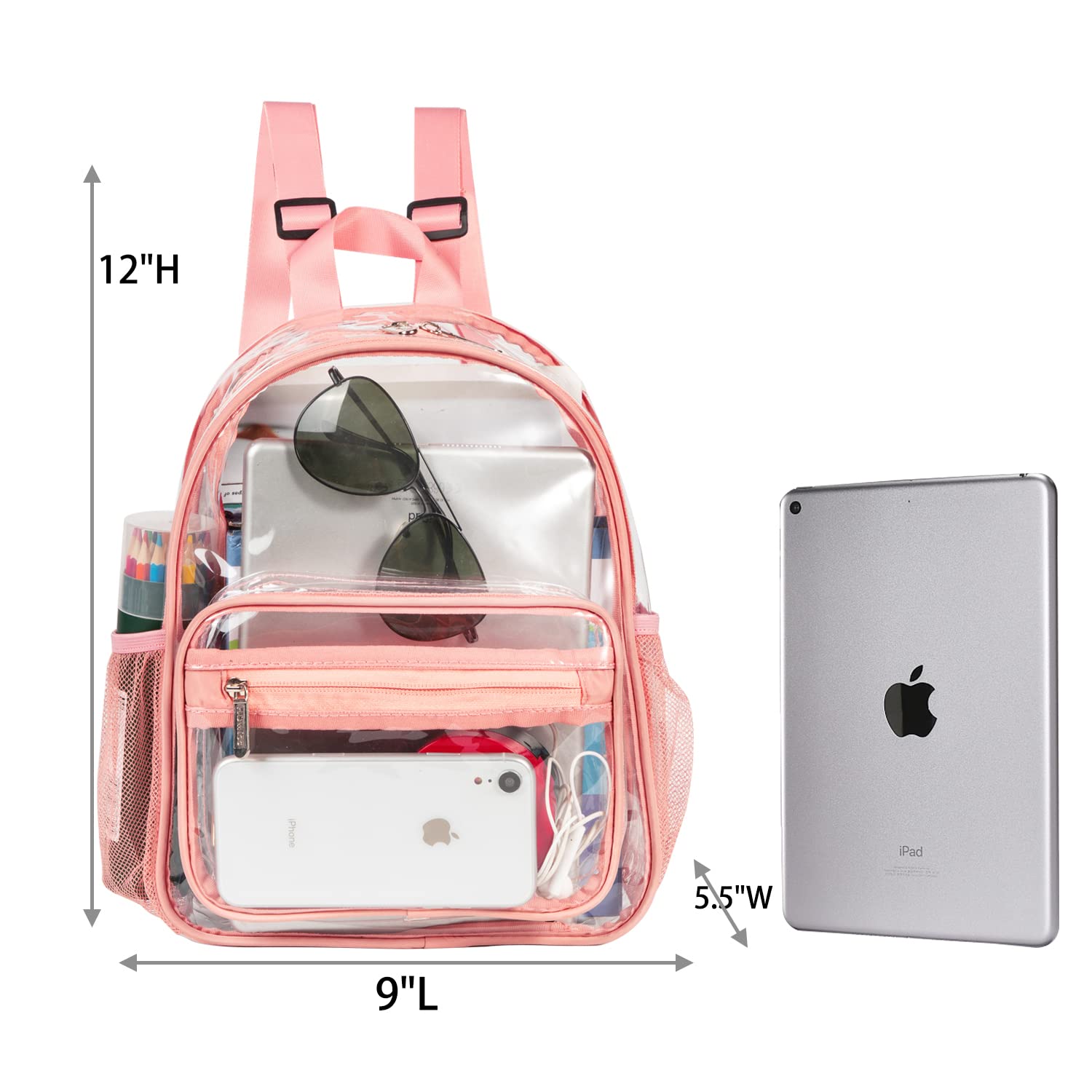 SEIMMIE Clear Mini Backpack Stadium Dedicated,Waterproof Transparent PVC Backpack,Suitable for Work, Travel, and Sports,Age:over 3 years old(pink)