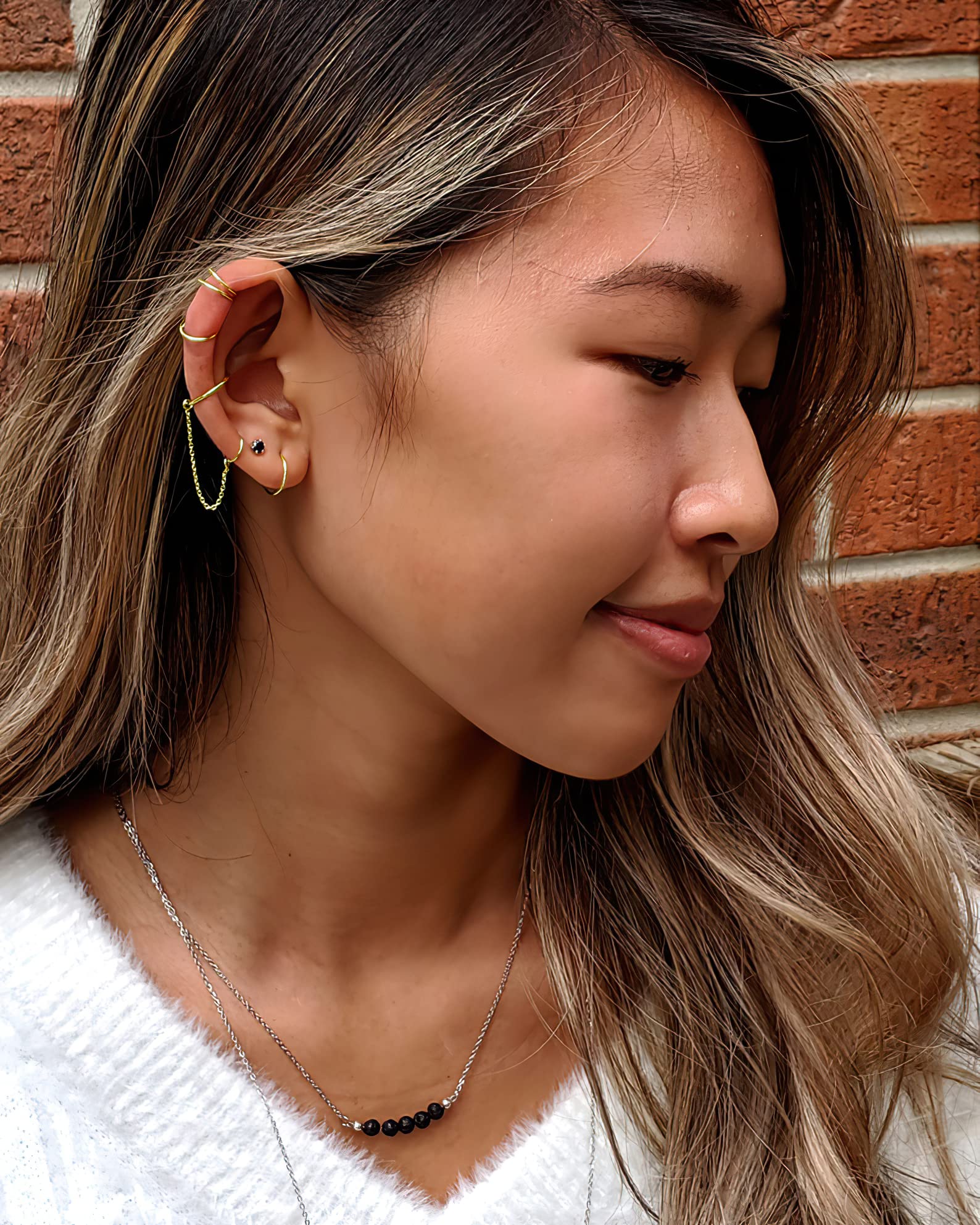 Unisex Dainty Tiny 18k Real Gold Plating Cartilage Hoop Earrings, 16G Surgical Steel Small Endless Hinged Hoops Earring for Earlobe Helix Rook Daith Conch