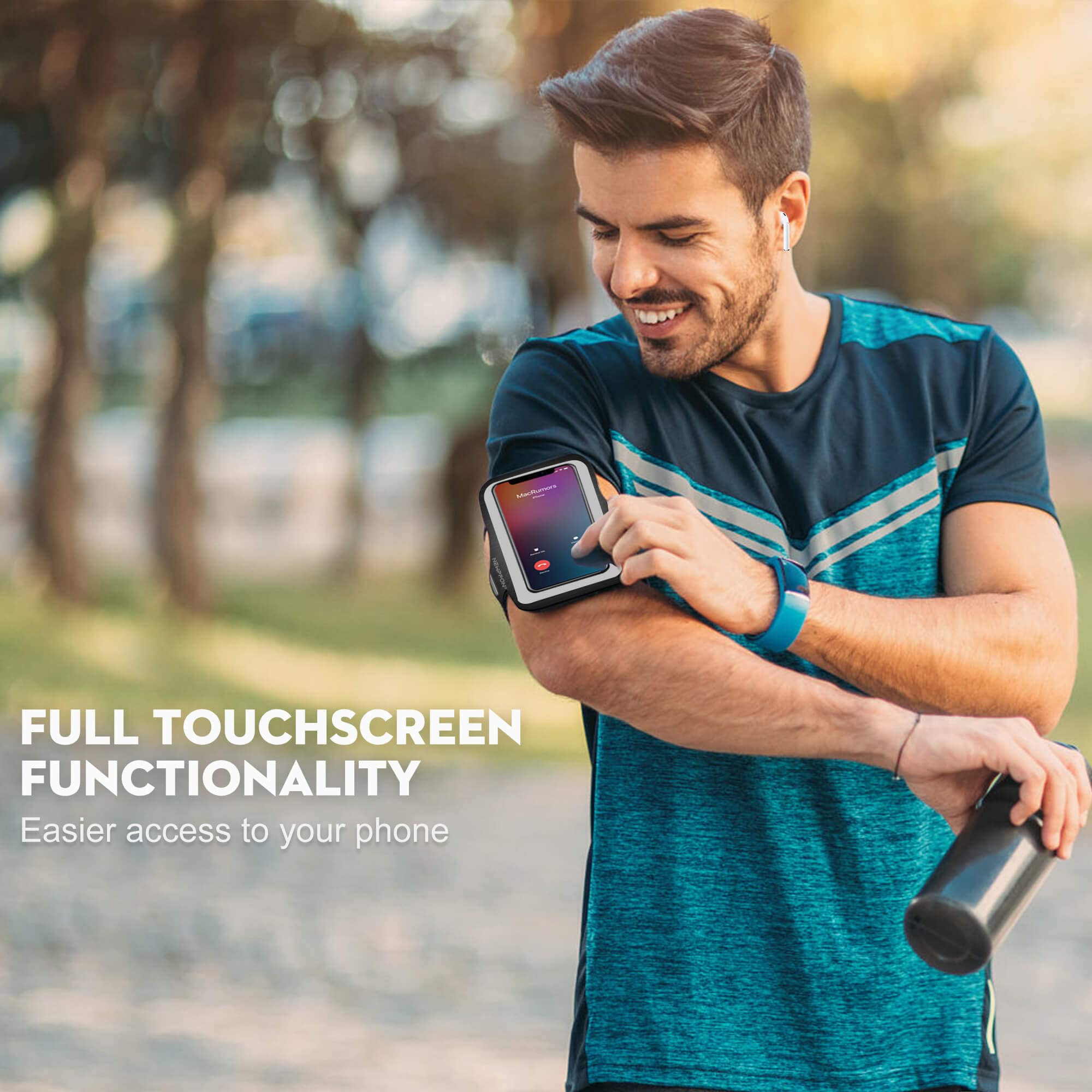 Newppon Cell Phone Running Armband :With Airpods Pro Holder Case for iPhone Pro Max Plus Mini SE (14/13/12/11/X/XS/XR/8/7) Galaxy Ultra Plus Edge Note (22/21/20/10/9/8) & Key Pocket & Adjustable Strap