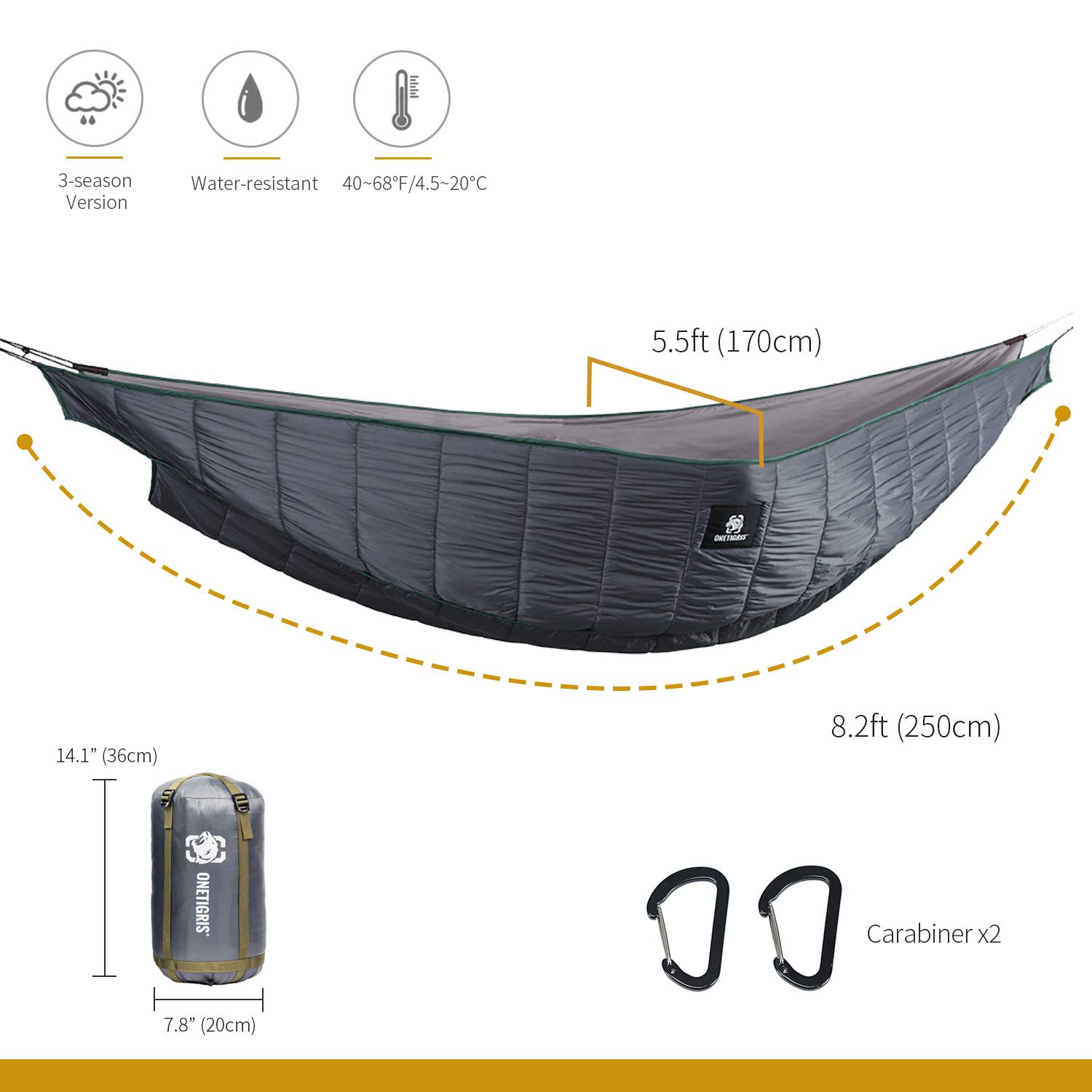 OneTigris SHIELD CRADLE Hammock Underquilt for Double & Single Hammocks, Large Wide Camping Blanket for Adults & Kids Hammock Camping, Hiking, Backpacking, Travel, Backyard, Beach, Indoor, Outdoor