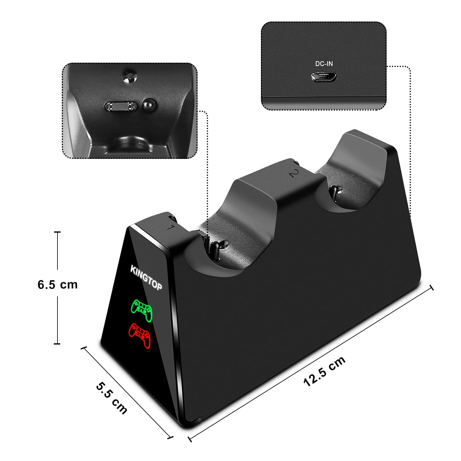 PS4 Controller Charger KINGTOP DualShock 4 Controller Charging Station Dock,Playstation 4 Charging Stand for Sony Playstation4 / PS4 / PS4 Slim / PS4 Pro Controller [Upgrade 2nd Generation]