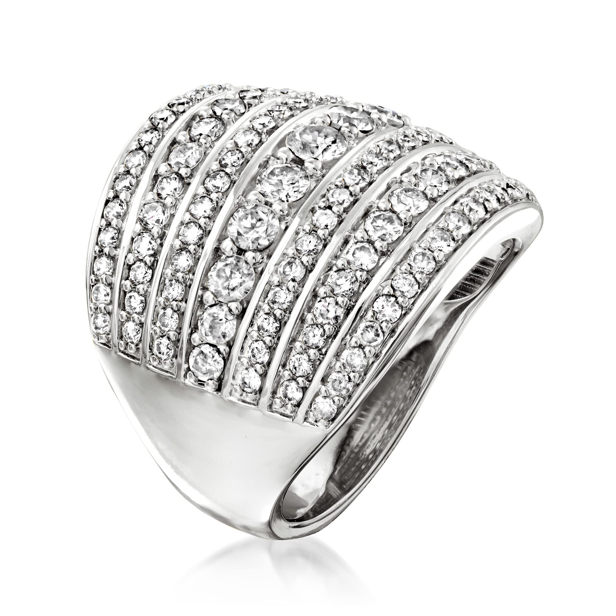Ross-Simons 2.00 ct. t.w. Diamond Multi-Row Ring in Sterling Silver. Size 9