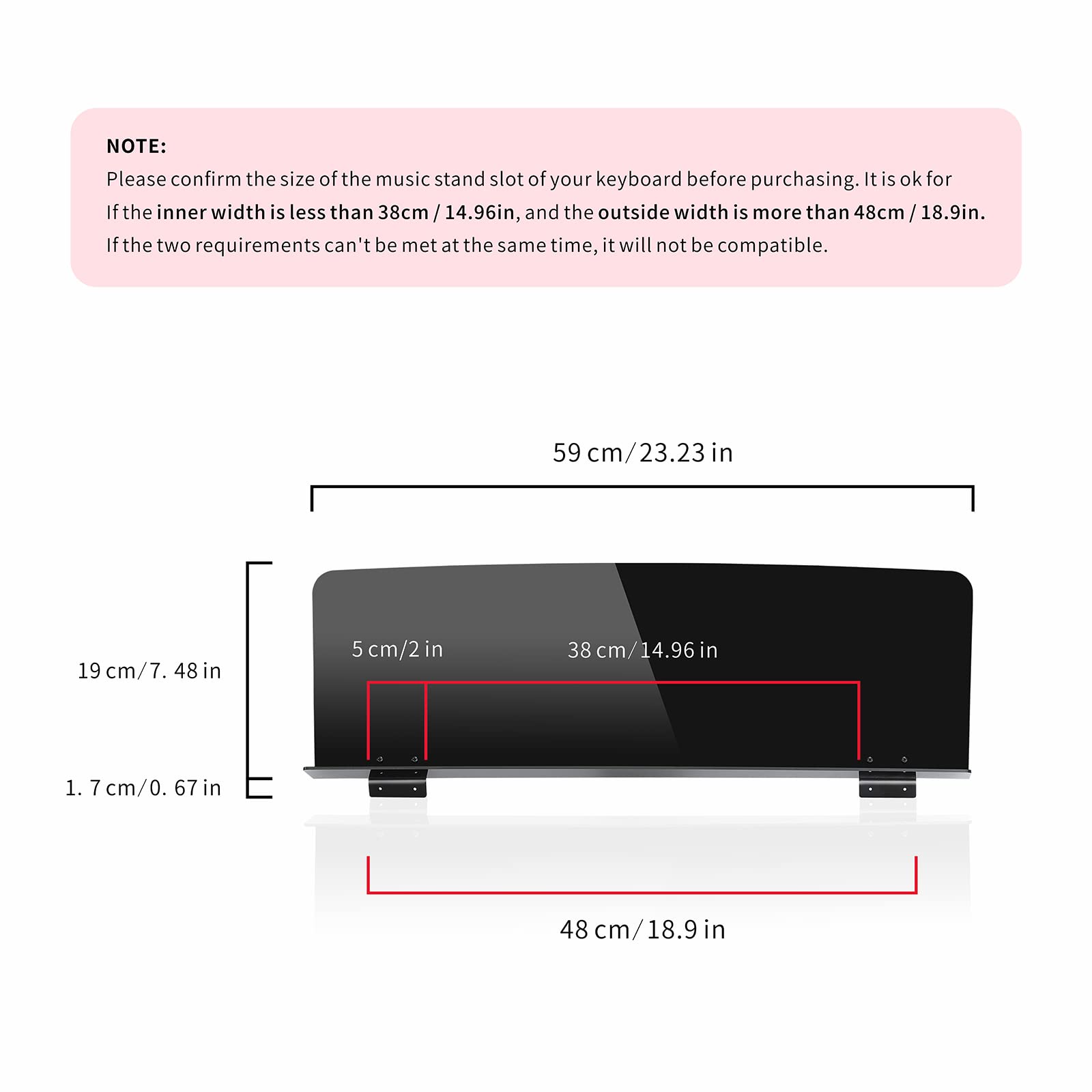 Sheet music stand compatible for Casio Roland Yamaha P35 P45 P48 P105 P115 P121 P125 P128 KB/PSR/PSR-E/PSR-S/YPT/EW/NP/KBP/DGX series electronic digital keyboard piano (Black)