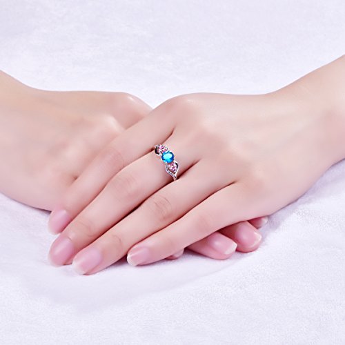 Psiroy 925 Sterling Silver Plated Simulated Blue Topaz 3 Stone Ring Size 12