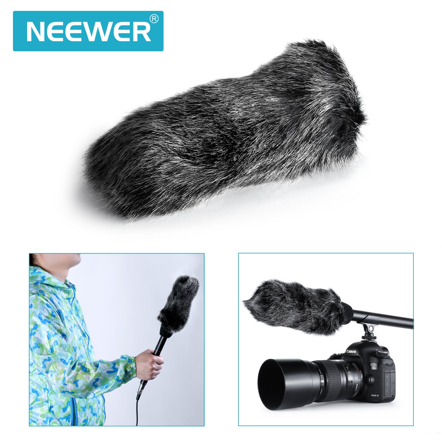 Neewer 14inches Uni-Directional Shotgun Mono PRO Condenser Microphone with Furry Windscreen Muff for Canon Nikon Sony Camcorder,DSLR Cameras