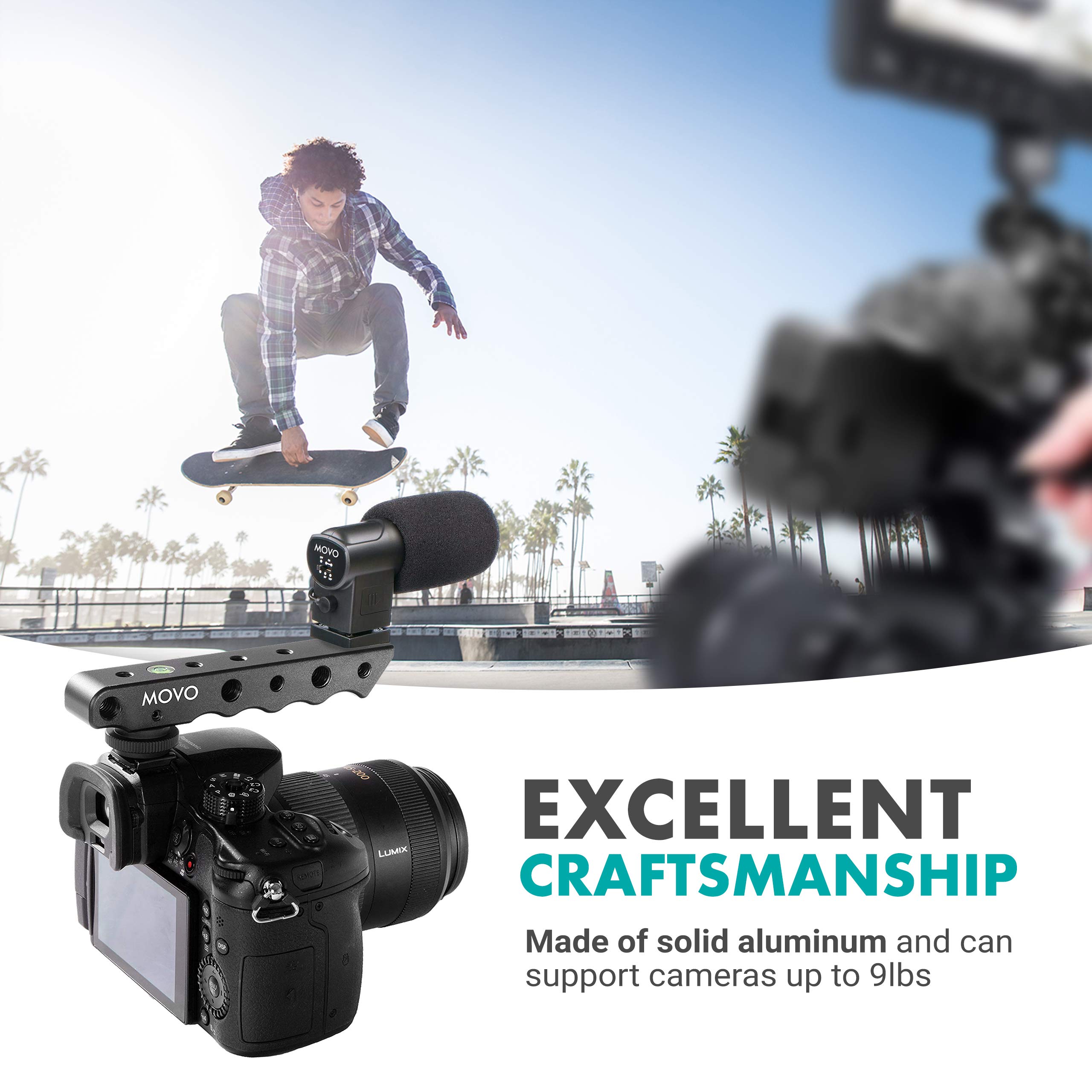 Movo/Sevenoak Video Stabilizing Top Handle Cold Shoe Extender for Canon EOS, Nikon, Olympus, Pentax DSLR Cameras