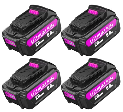 Moticett Replacement for Dewalt 20V MAX Battery 6.0Ah Compatible with Dewalt 20V Battery DCB205-4 DCB206 DCB200 DCB203 DCB201 DCB204 Replacement for Dewalt 20 Volt Lithium Battery 4-Pack