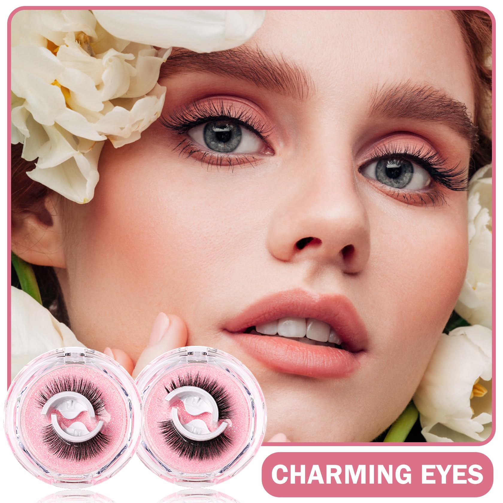 Self Adhesive Eyelashes,Reusable Self adhesive Eyelashes,No Glue Reusable Adhesive Eyelashes,False Eyelashes Natural Look,Self Sticking Eyelashes for Women (Pack of 2 Pairs)