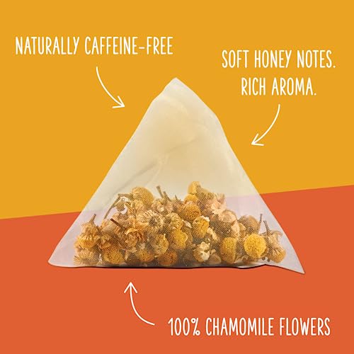 Two Leaves and a Bud Organic Chamomile Herbal Tea Bags, Naturally Caffeine Free, Whole Leaf Chamomile Tea in Compostable Sachets, 15 Count (Pack of 1)