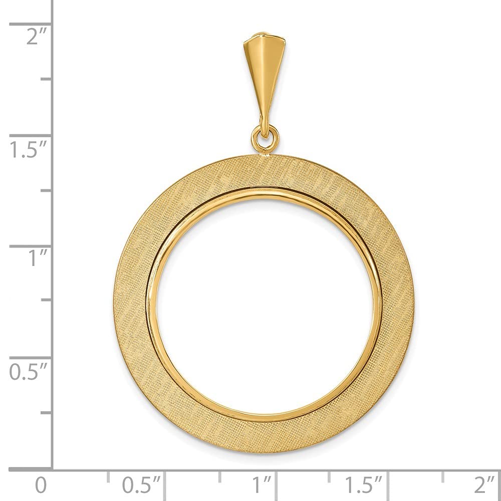 Roy Rose Jewelry Gold Coin Mounting | 1/2 oz. American Eagle, Old US $10 Liberty or Indian | 27mm | Prong Set | Victorian, Ribbon Edge, Wide Frame Pendant Coin Bezels | Solid 14K Gold