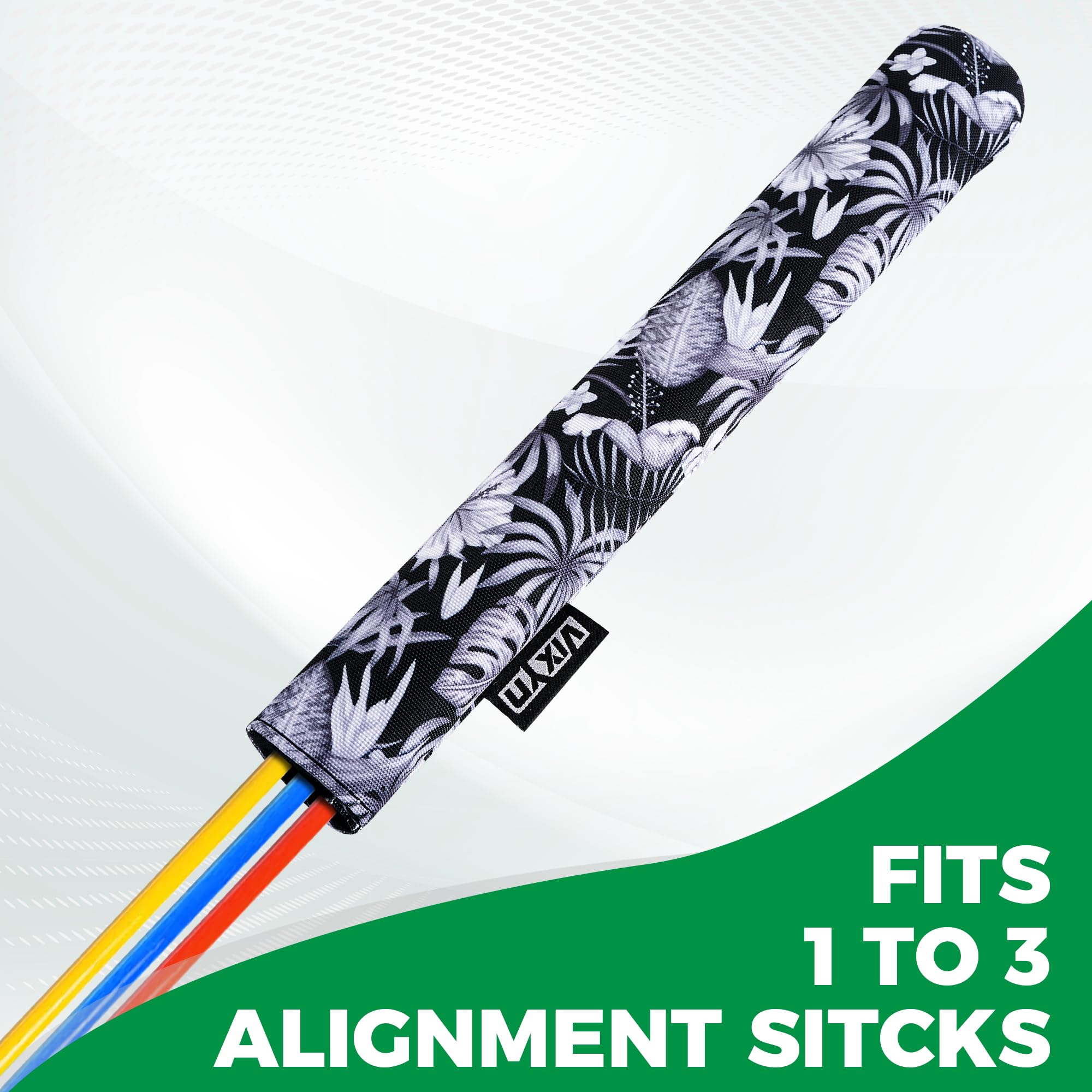 VIXYN Alignment Stick Cover - Cool Golf Alignment Stick Cover - Stick Holder Covers are 14' and Hold Up to 3 Alignment Sticks Golf (Black Brush)