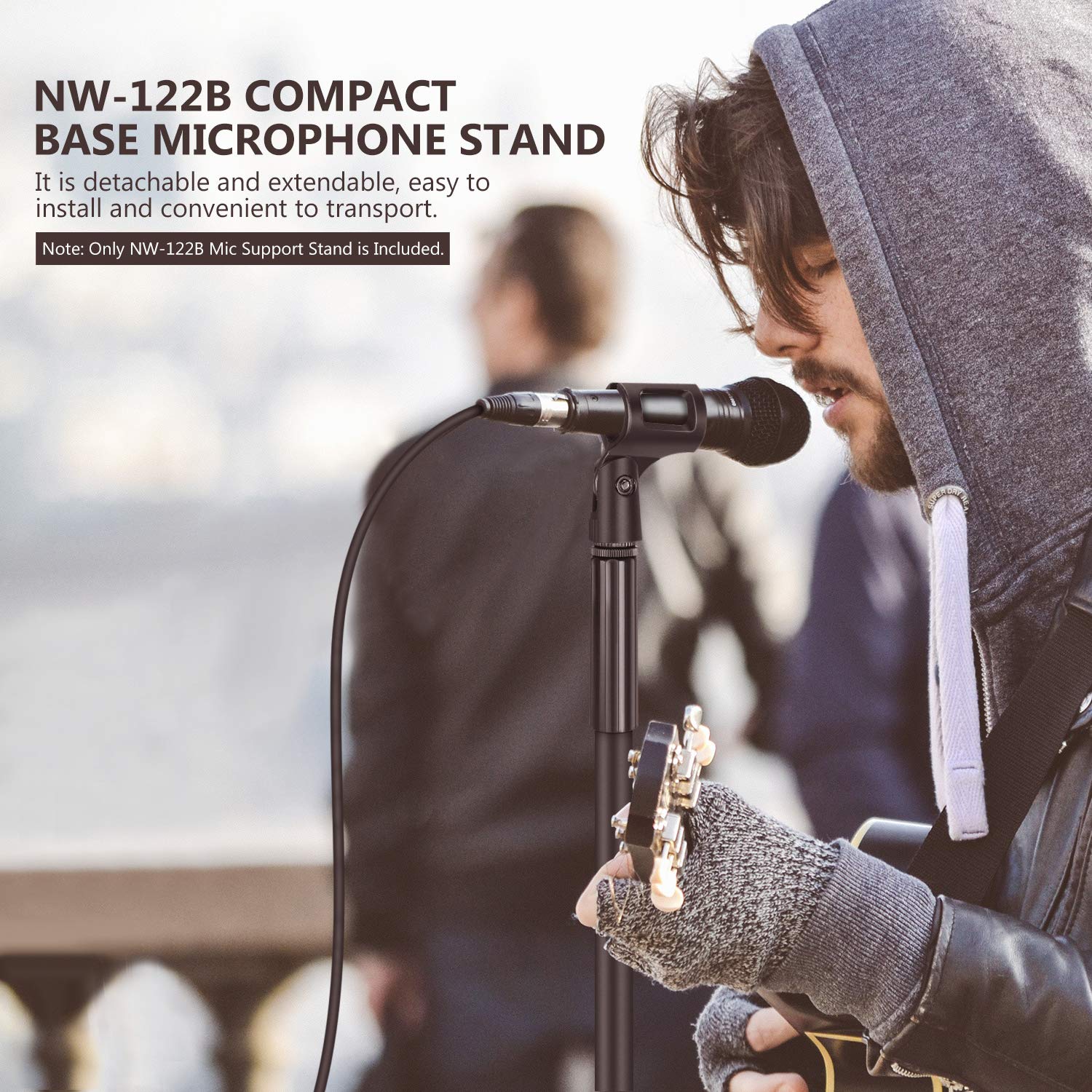 Neewer Microphone Stand and Stand with Microphone Door, Adjustable from 100 to 179 cm, Iron Construction with Solid Detachable Round Base for Easy Carrying (Black)