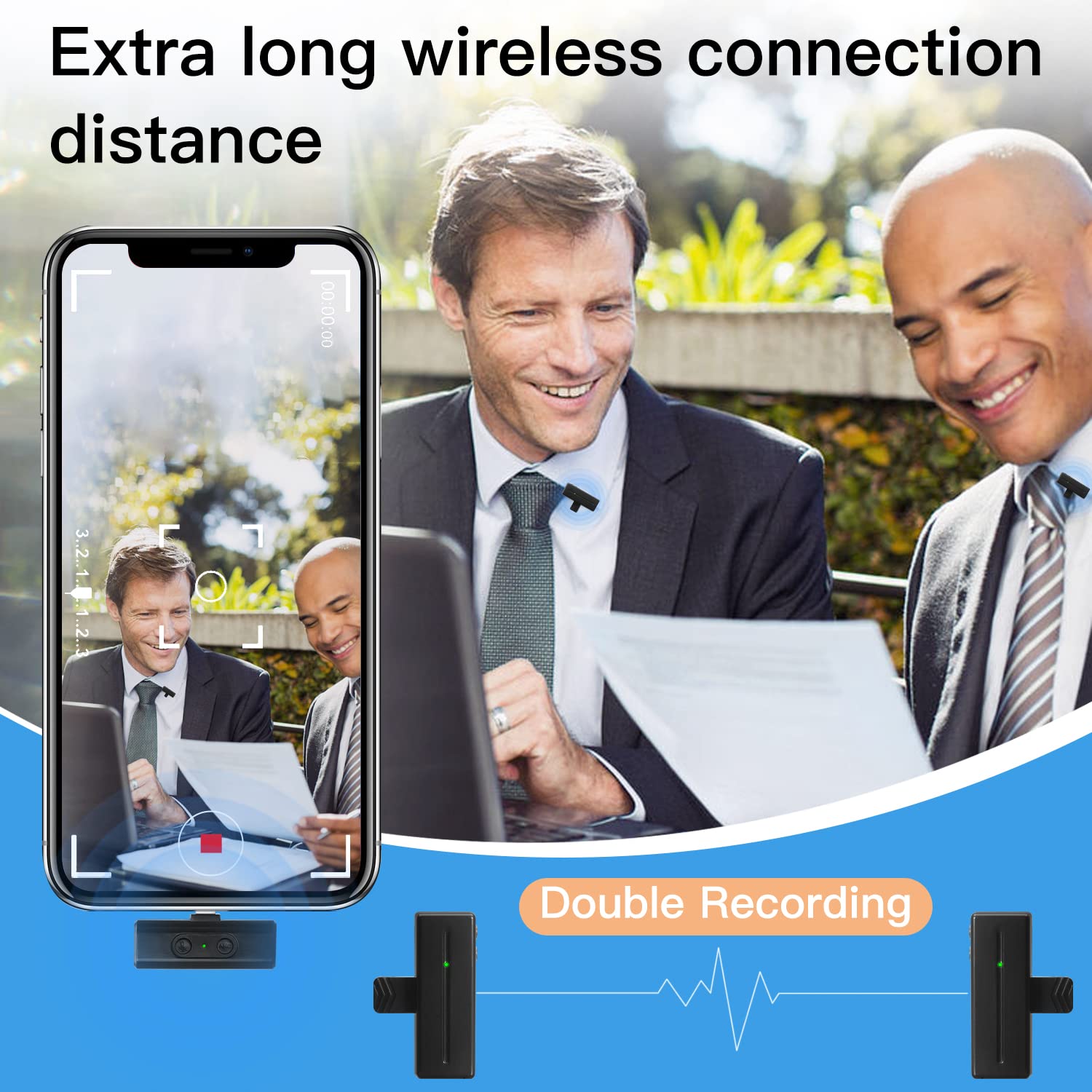 TPHOMALA Wireless Microphone for iPhone iPad, Professional Wireless Lavalier Lapel Microphone, Clip on Mic for Video Recording, Tiktok, YouTube, Live Stream, Vlog