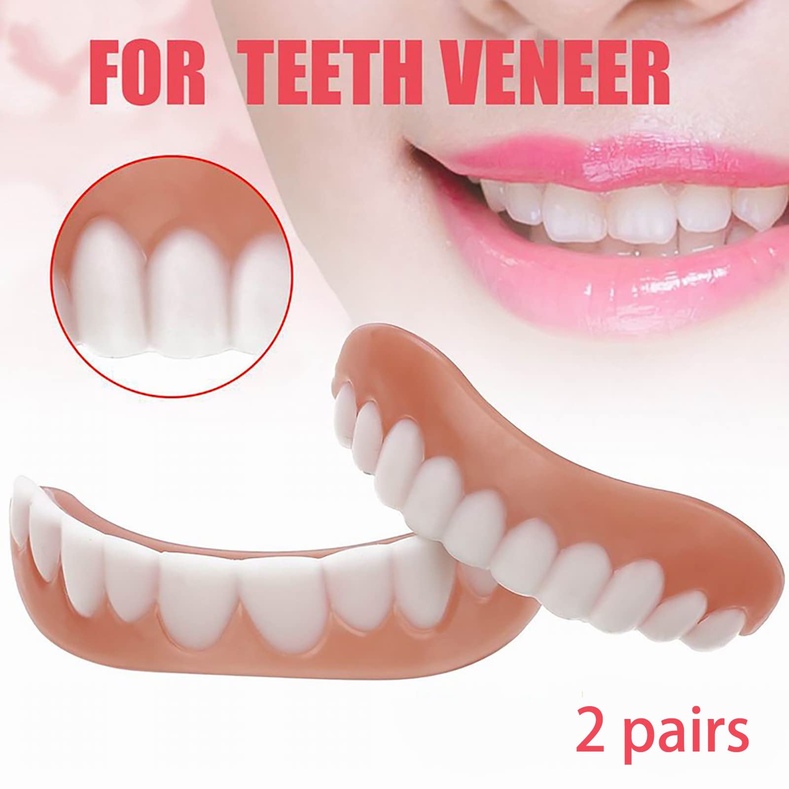 New Upgraded Dentures, Upper and Lower Denture Veneers Natural Shade and Comfort Fit, Women's and Men's Dentures