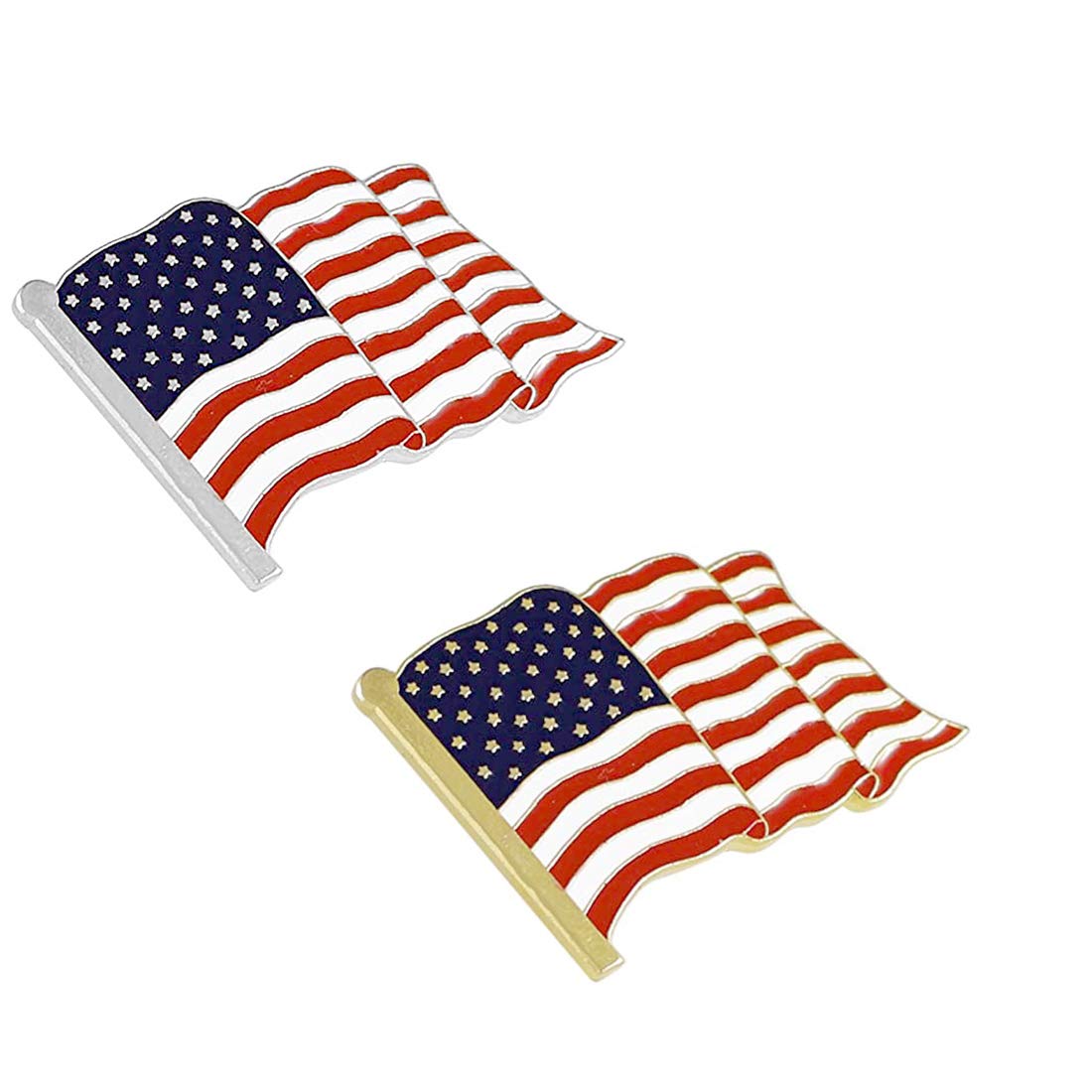 ROSTIVO American Flag Pin Lapel Enamel Pins for Backpacks Hat Waving Flag Brooch Pin Badge for Men Women Boys Girls(2Pack)