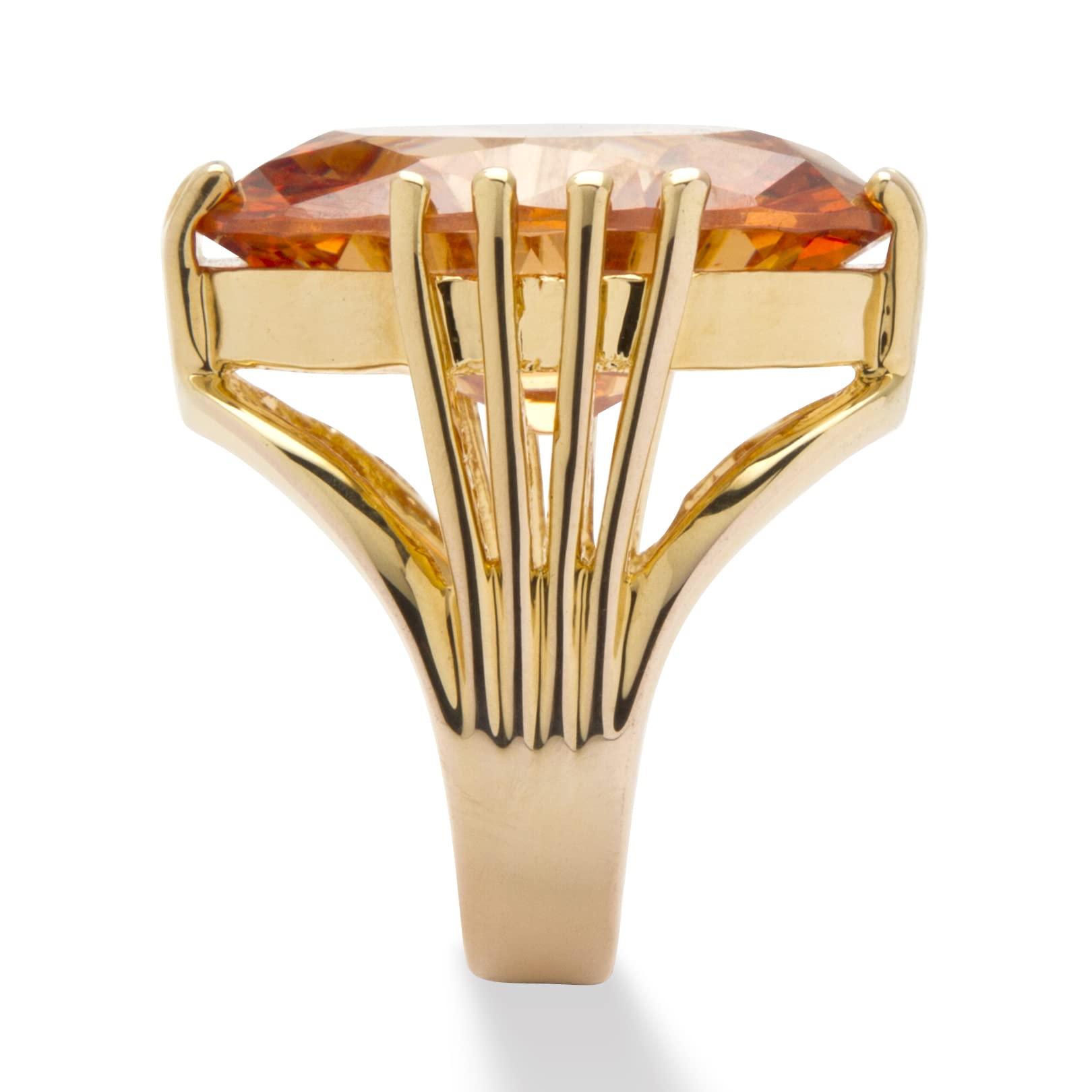 PalmBeach Yellow Gold-plated Oval Cut Champagne Cubic Zirconia Cocktail Ring Sizes 7-12 Size 9
