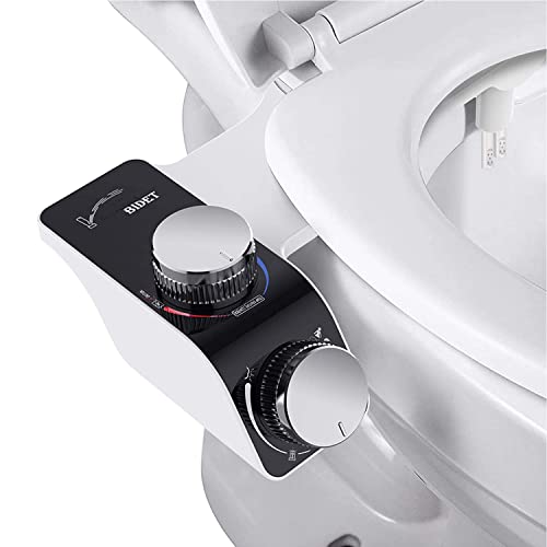 WZHHPIDN Bidet Attachment for Toilet -Self Cleaning Dual Nozzle, Cold & Warm Fresh Water Non-Electric Bidet Toilet Seat Attachment, Bidet Sprayer with Temperature & Pressure Controls
