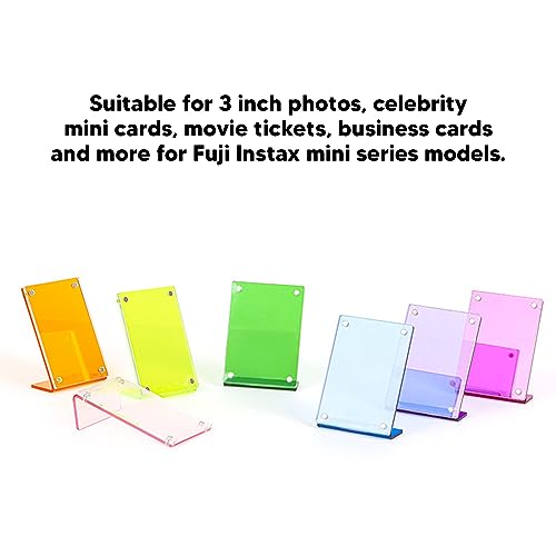 Self Standing Photo Frame, L Shaped Slanted Back Photo Frame 3 Inch Clear for Movie Tickets for Office (Orange)
