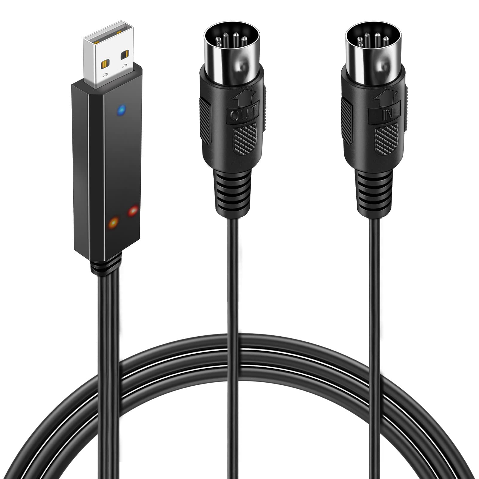 URWOOW USB MIDI Cable Converter Adapter Cable PC Laptop to Keyboard Synthesizer Electronic Drum Electric Blow Pipe Home Studio - 6.5 feet