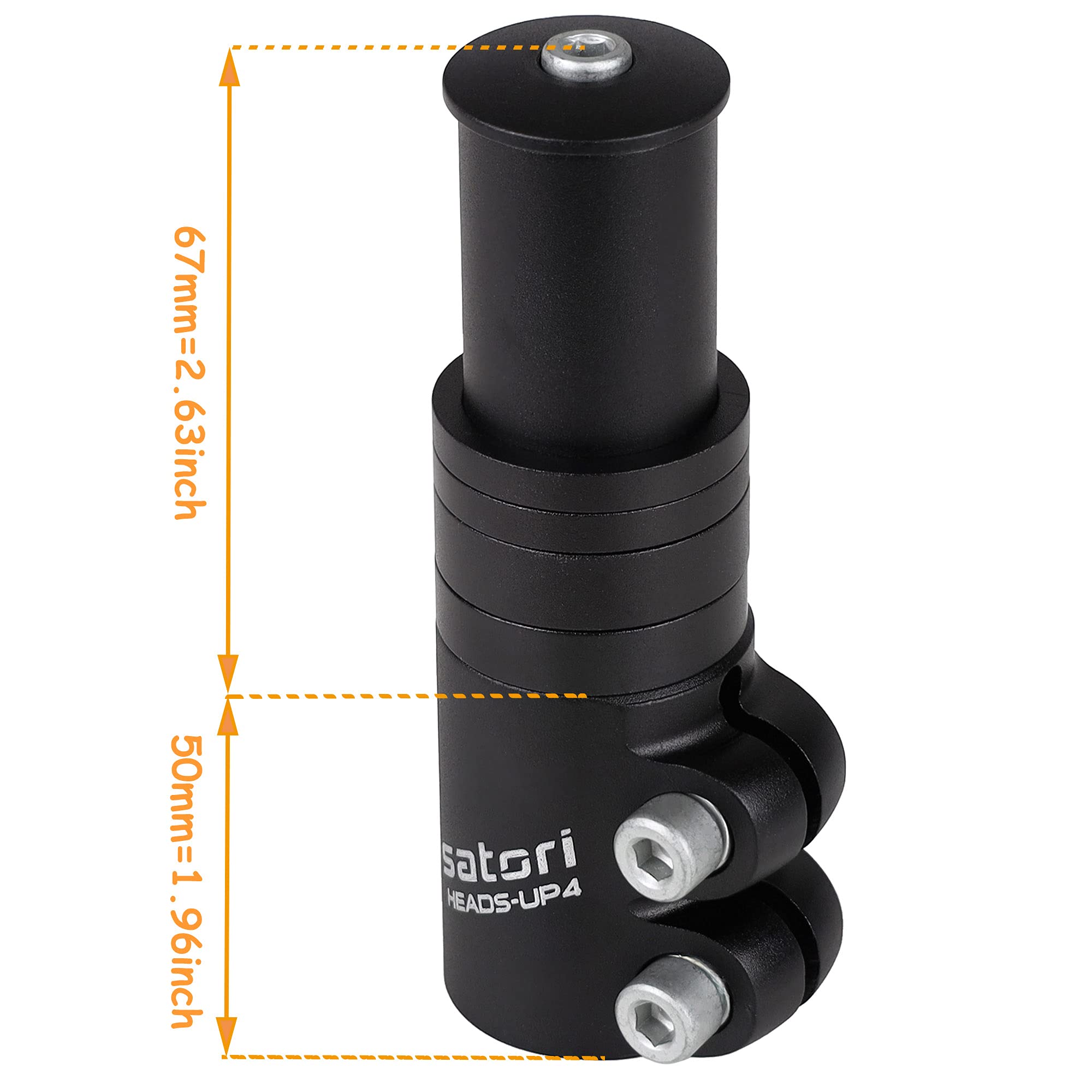 Satori Heads-UP4 Bicycle Stem Riser 1-1/8" - Adjustable Handlebar Height Extension - Mountain Bike Fork Stem Extender Raise