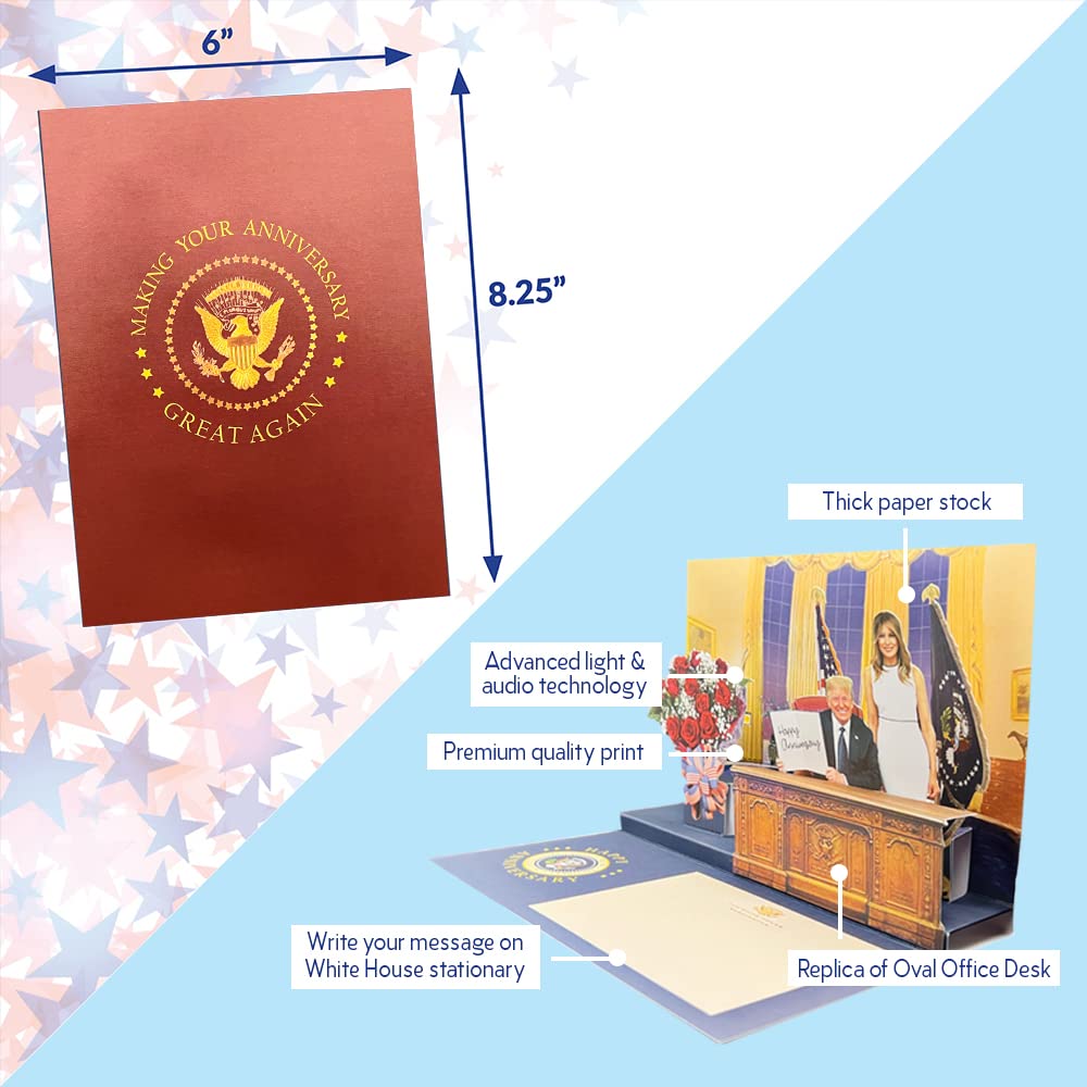 OUR FRIENDLY FOREST 2 Pack of Talking Trump Birthday Card & Donald Pop Up Anniversary Card with LIGHT & SOUND
