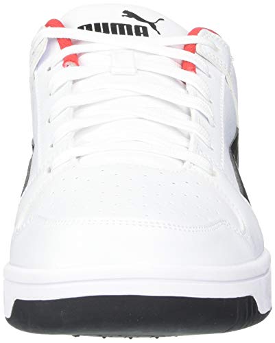 PUMA Men's REBOUND LAYUP LOW Sneaker, Puma White-Puma Black-High Risk Red, 11