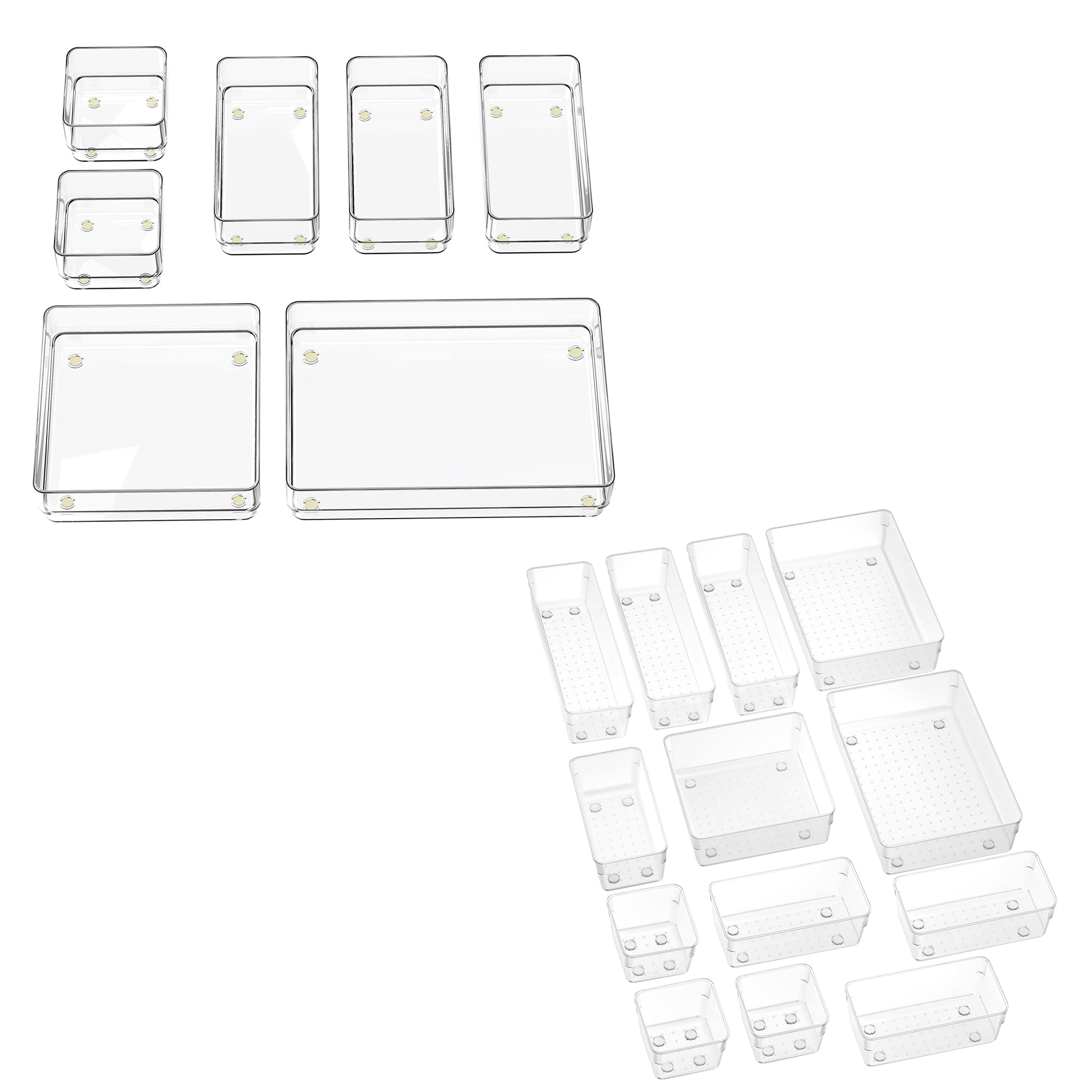 SMARTAKE 7-Piece Drawer Organizer + 13-Piece Drawer Organizers with Non-Slip Silicone Pads