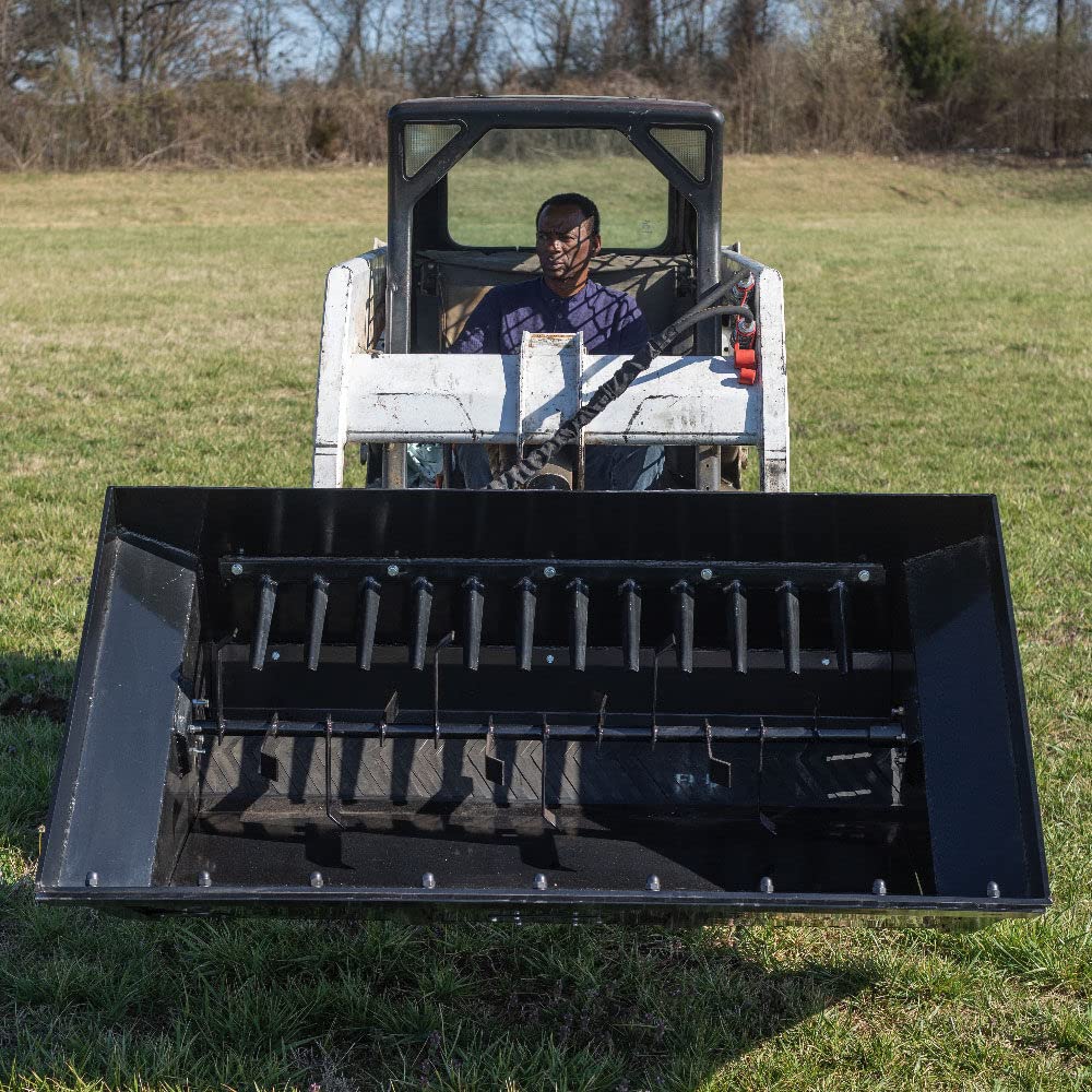 Titan Attachments 72-in Side Discharge Bucket for Sand Mulch Sawdust Spreader