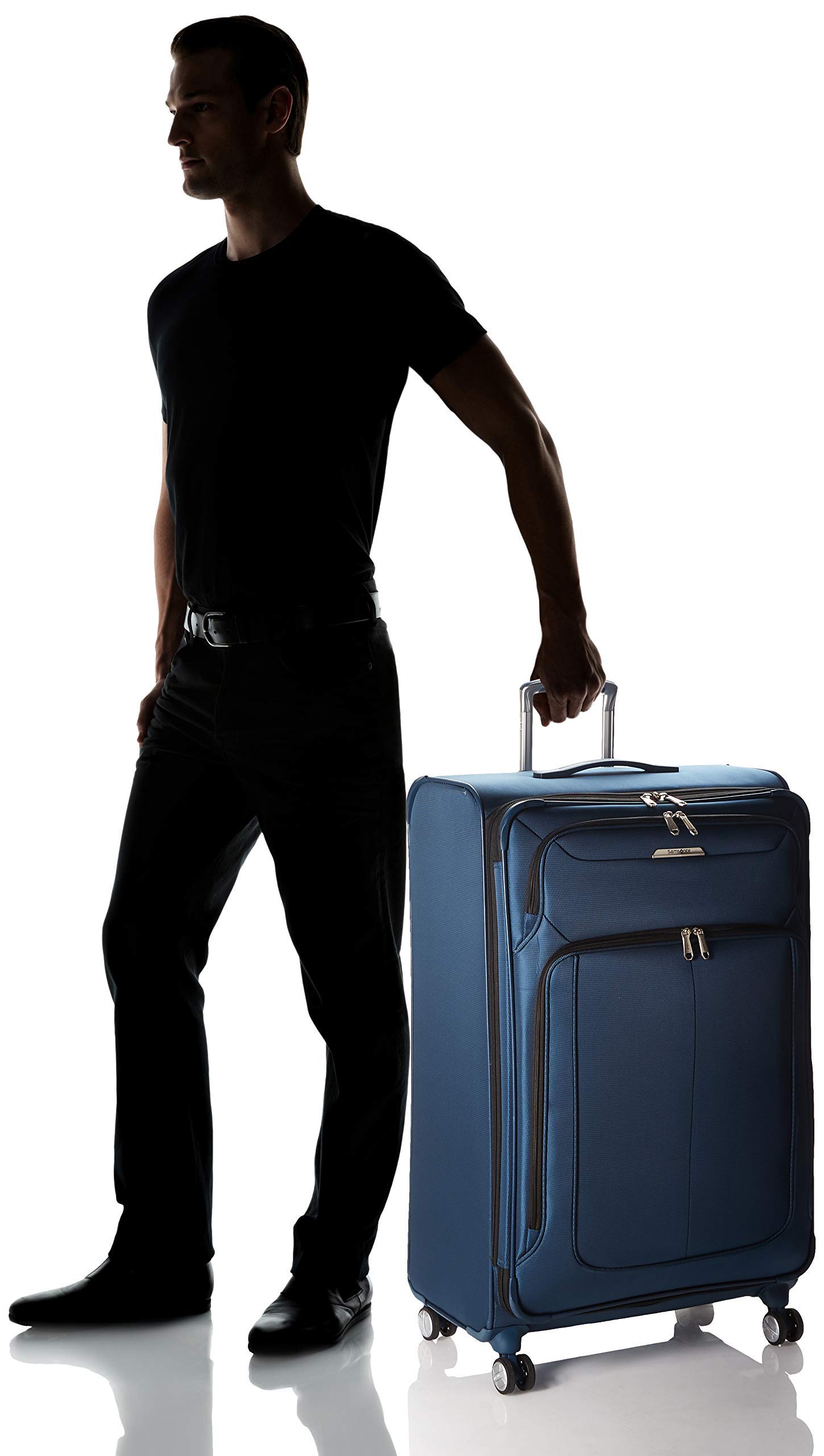 Samsonite Solyte DLX Softside Expandable Luggage with Spinner Wheels, Mediterranean Blue, Checked-Large 29-Inch