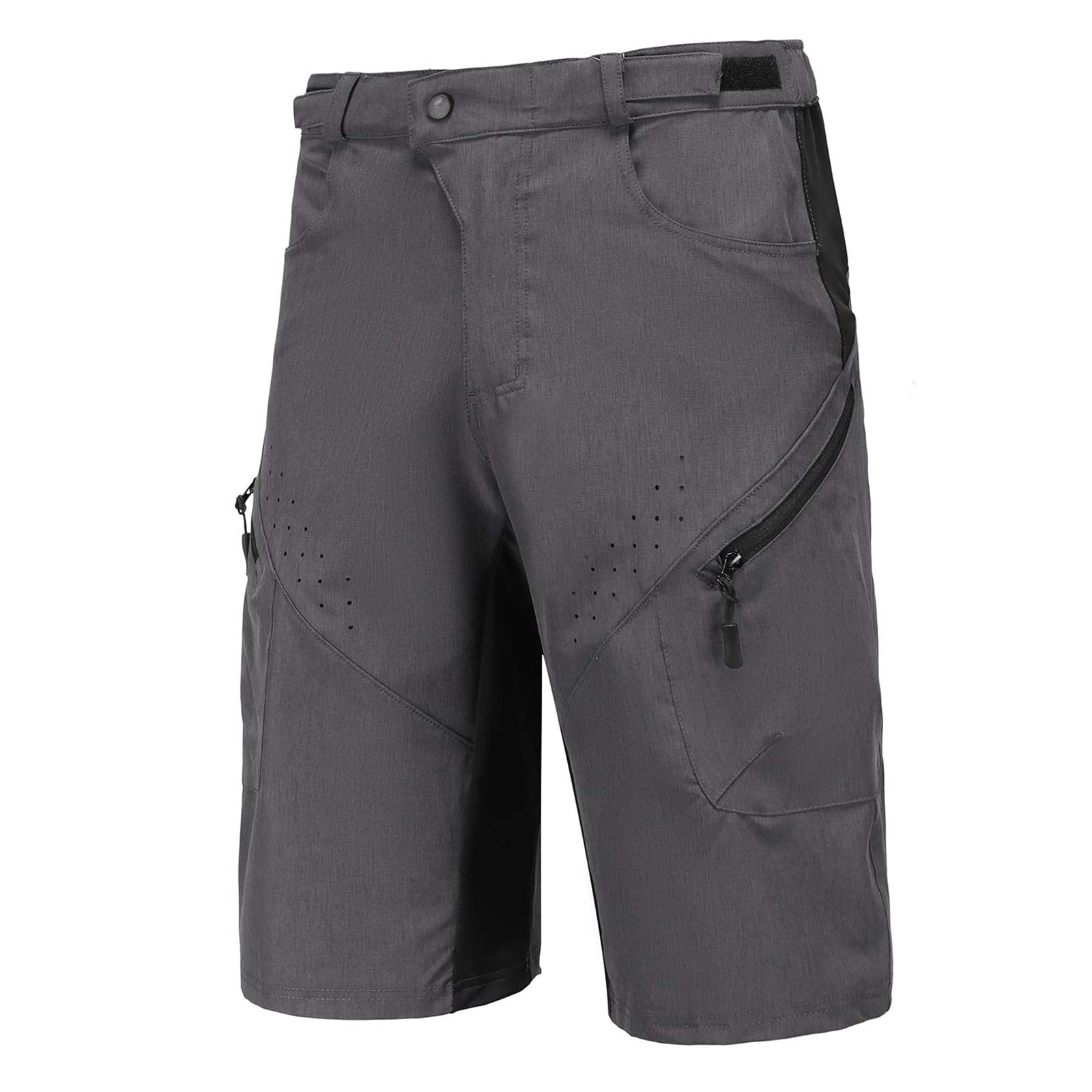 PRIESSEI Men's Mountain Bike Shorts Lightweight MTB Cycling Shorts with Zip Pockets Dark Grey XXL