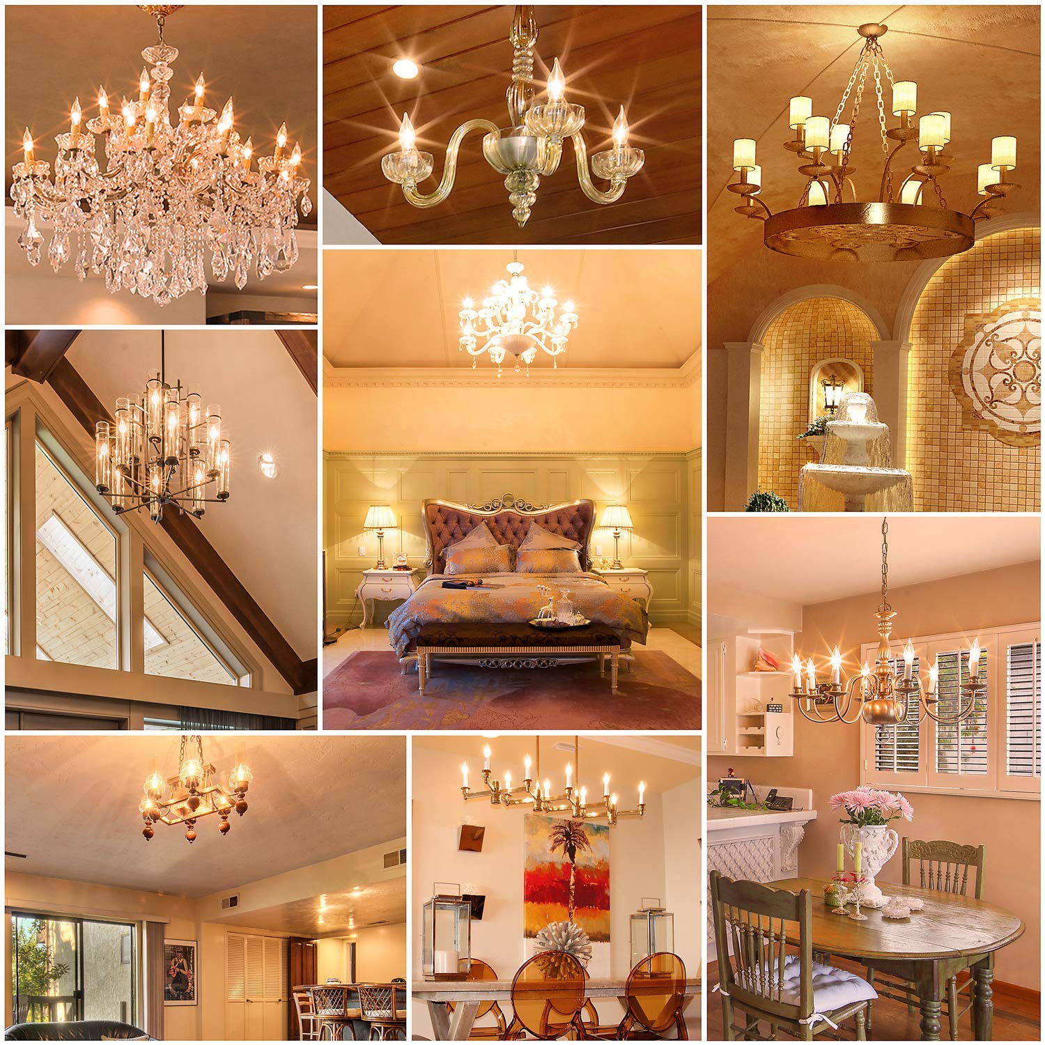 ohderii Candelabra LED Bulbs, E12 Base 4W (40W Equivalent) Chandelier Filament Candle Bulbs 400 Lumens 2700K Warm White Flame Tip Light Bulbs,Non-Dimmable (Warm White)