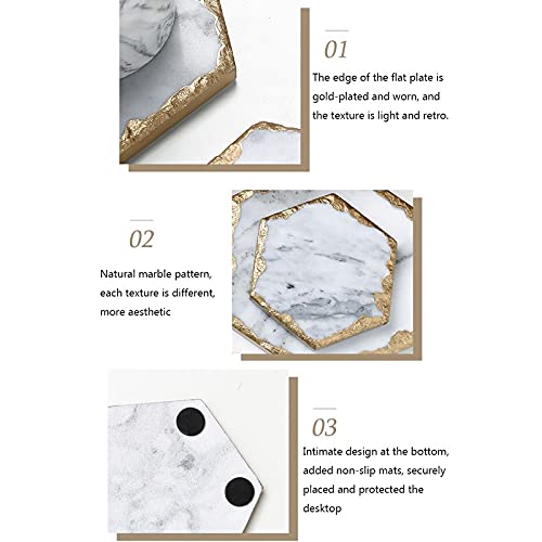 ORGJWD Marble Storage Tray Retro Jewelry Display Plate Cosmetic Organizer Food Container Tea Coffee Milk Serving Tray Gifts (Size : 10cm)
