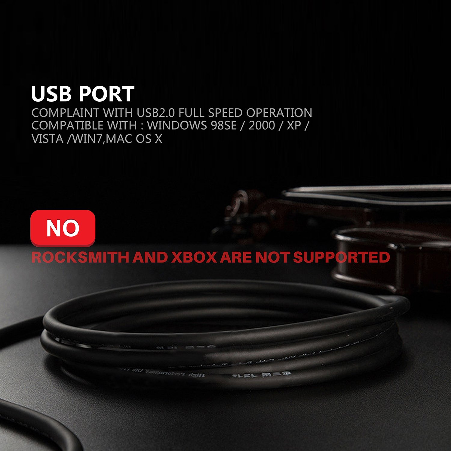 NewBEP USB Guitar Cable,Guitar Bass to PC USB Recording Cable Adapter Converter Connection Interface, USB to 6.35mm 1/4" Jack Computer Recording Lead Adaptor(2.8M/9.2FT)