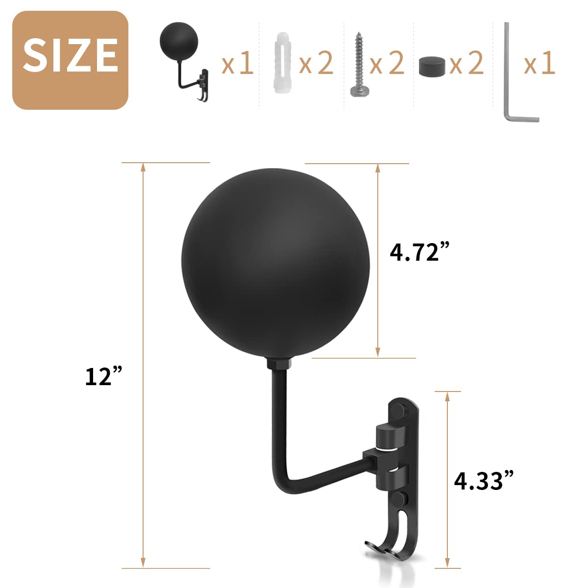 Motorcycle Helmet Rack, Helmet Holder Wall Mount 180° Rotation Hanger with 2 Hook for Coats, Caps, Motorcycle Accessories (Grey, 1 PCS)