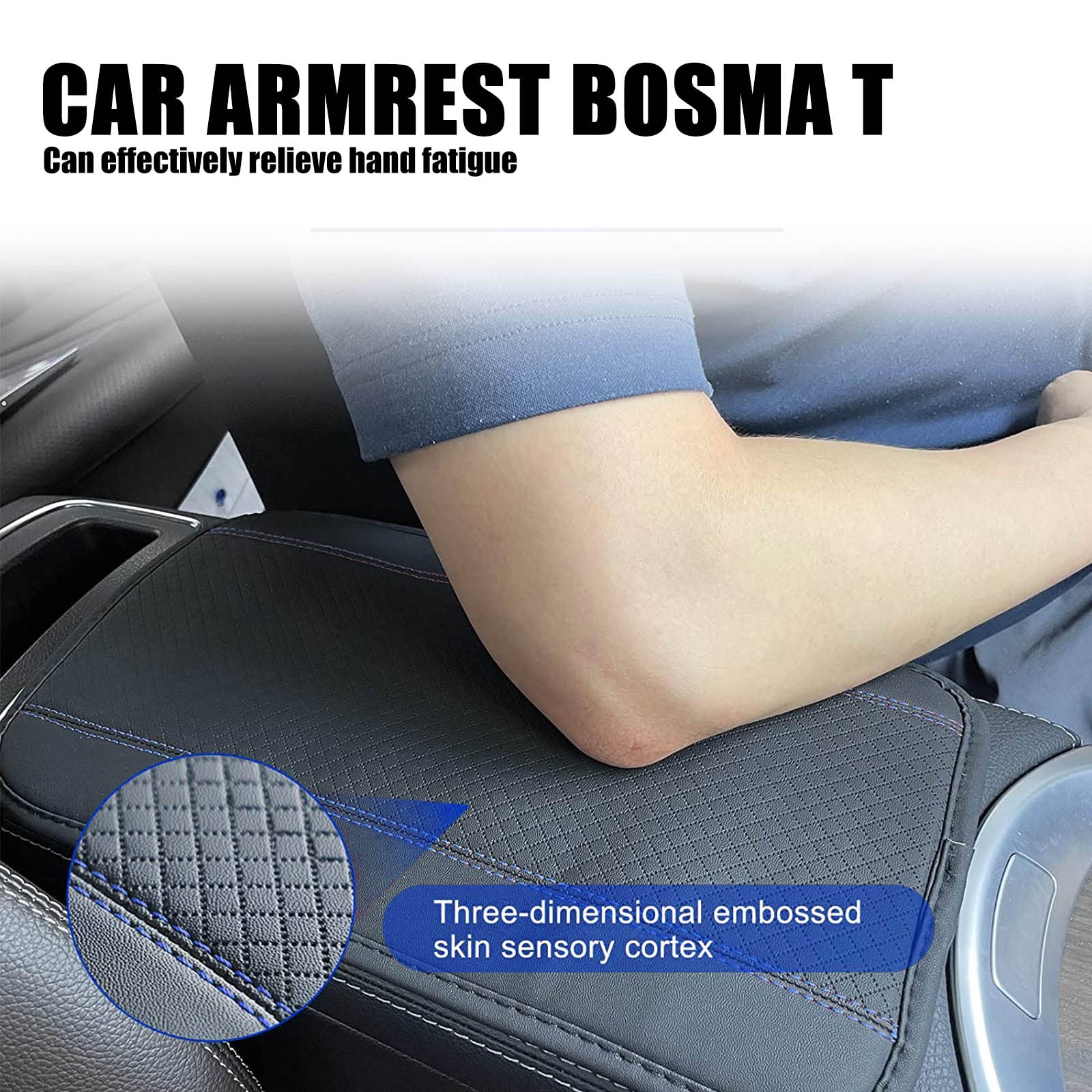 NGHEY Pack-1 Car Armrest Box Mat, Comfortable Waterproof Car Armrest Cover Mat, Fiber Leather Four Seasons Armrest Cover, Universal Center Console Mat for Most Cars (Blue)