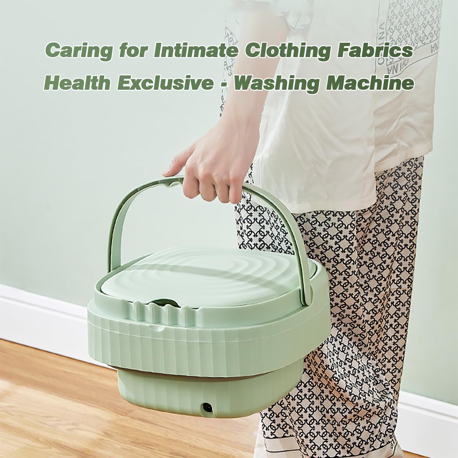 Portable Washing Machine,Foldable Mini Washing Machine - Washing Machine for Baby Clothes, Underwear or Small Items,Camping, RV, Travel, Underwear, Socks and Easy to Carry (ABS-Green)
