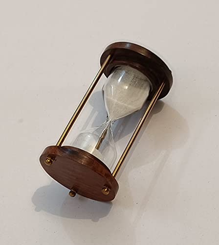 Sohrab Nauticals Wooden Brass Hourglass 4 inches 1 Minute Sand Timer | Sandglass | Sand Clock | Timer with Sparkling Natural White Sand for Home & Kitchen Office Table Desk || Rosewood sandtimer
